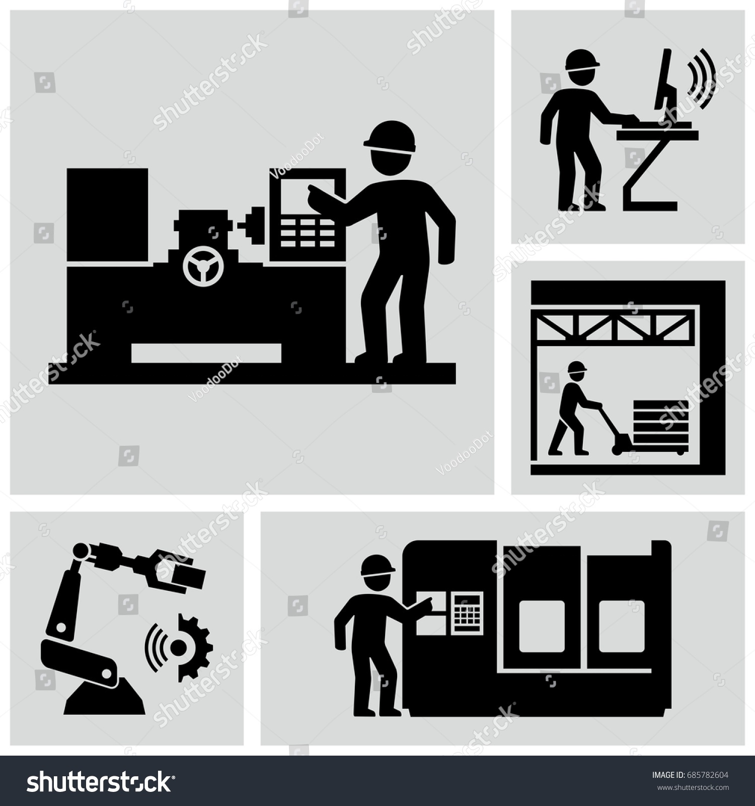 Industrial Work Vector Icons Set Stock Vector (Royalty Free) 685782604