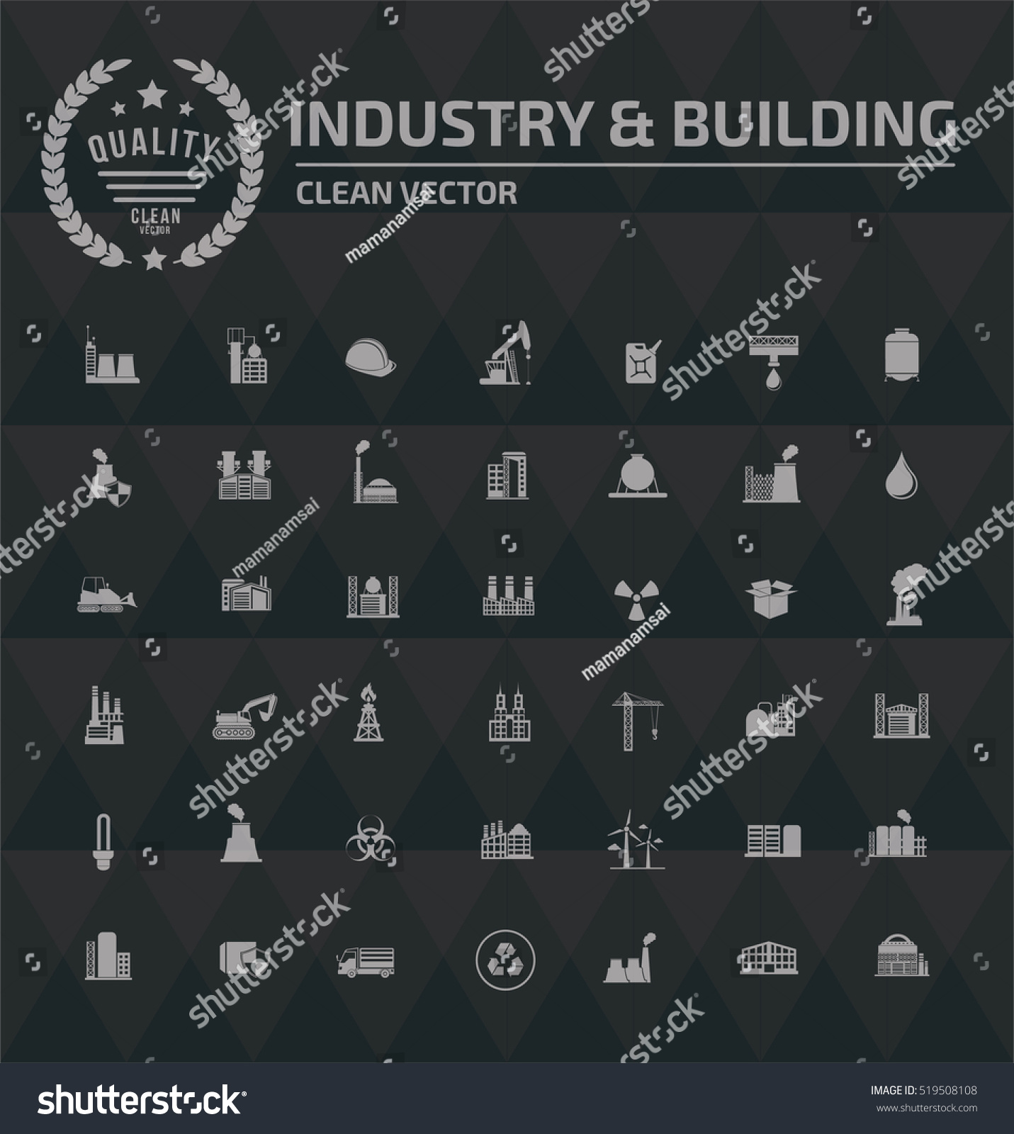 Industry Building Icon Set Clean Vector Stock Vector (Royalty Free ...