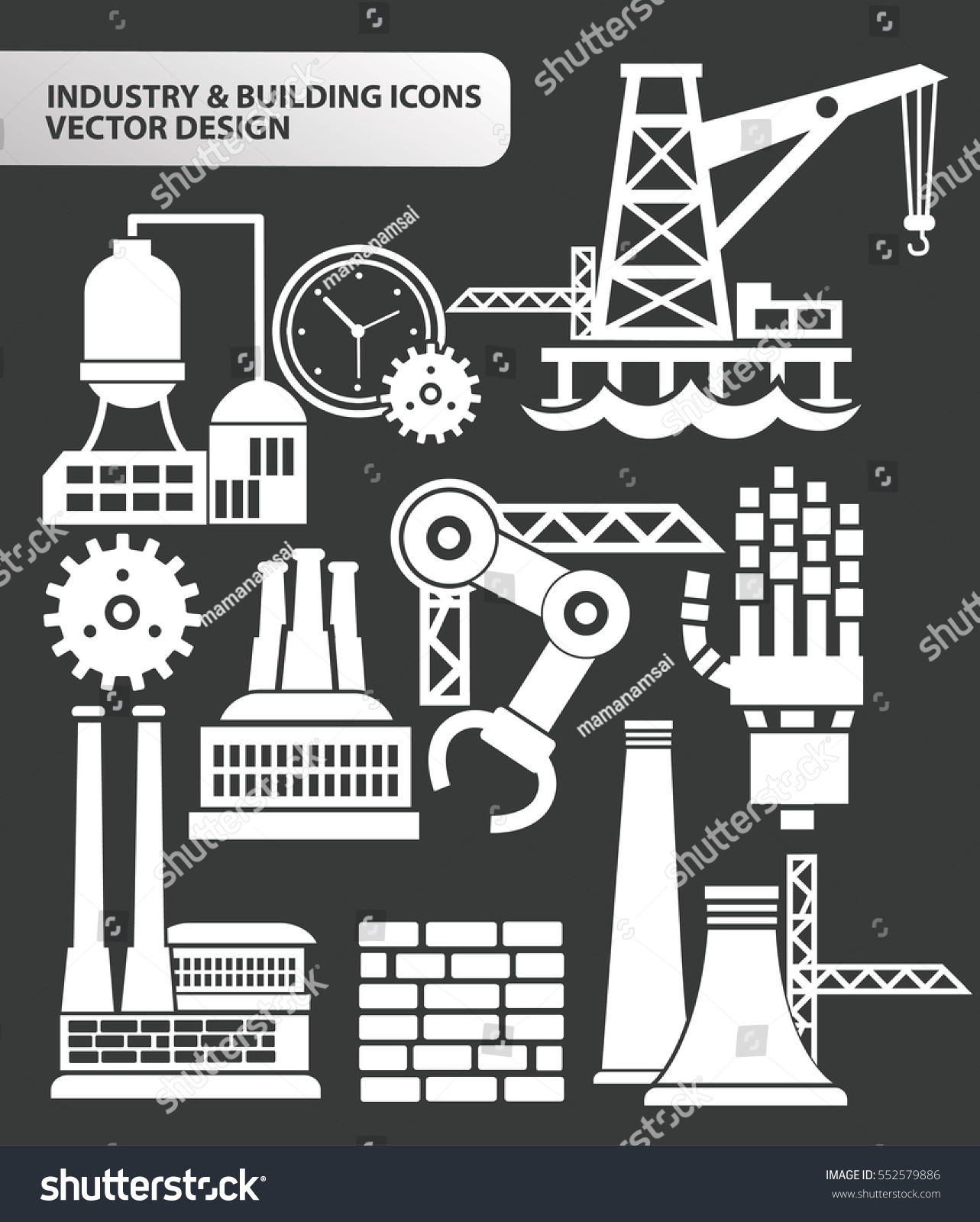 Industry Building Icon Setclean Vector Stock Vector (Royalty Free ...