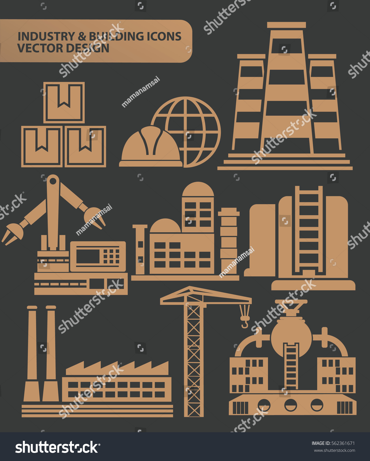 Industry Building Icon Setclean Vector Stock Vector (Royalty Free ...