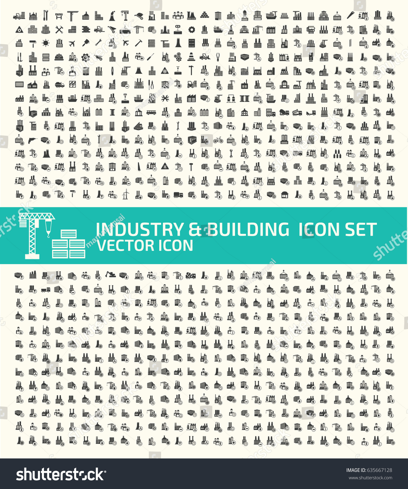 Industry Building Icon Setclean Vector Stock Vector (Royalty Free ...