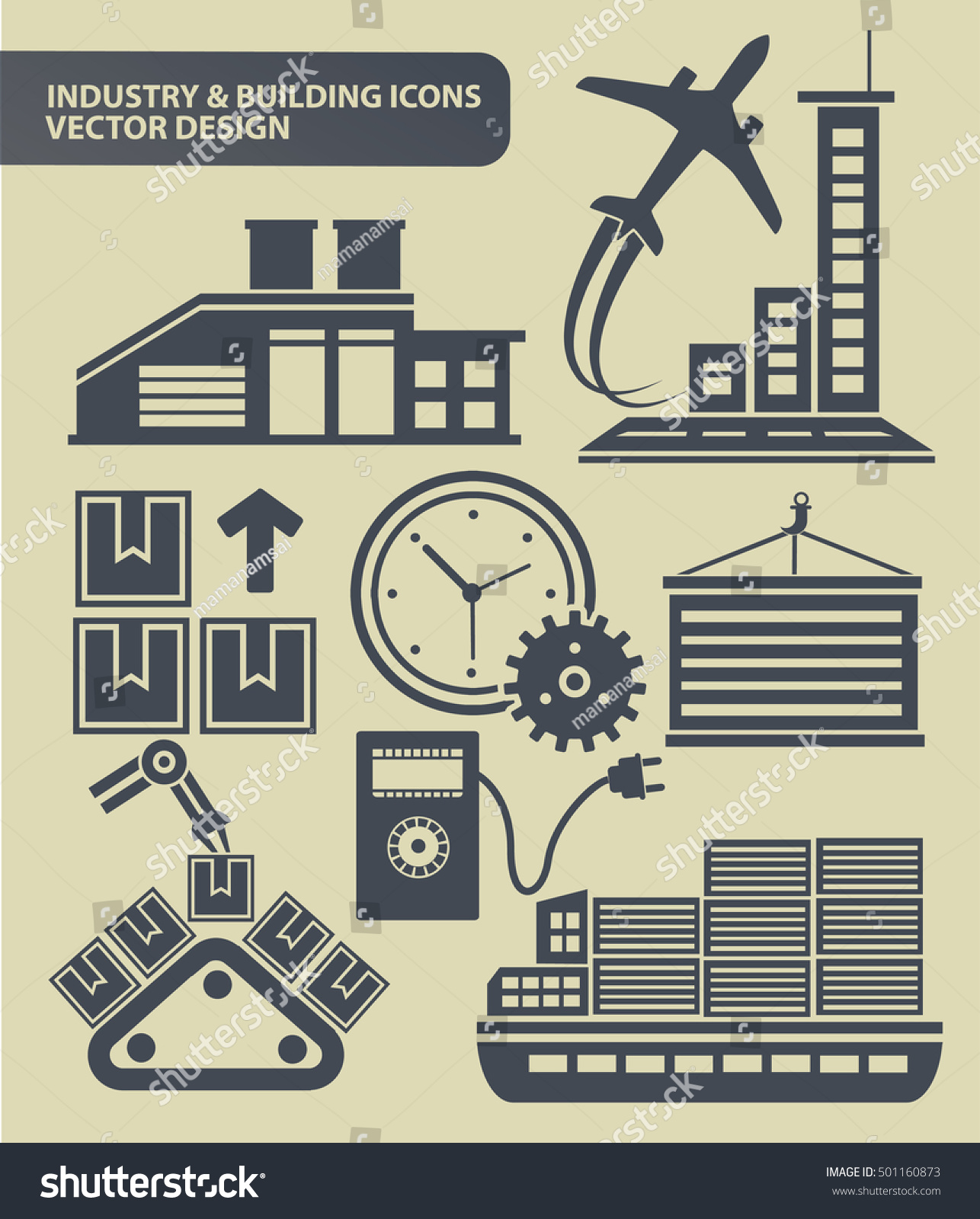 Industry Building Icon Setvector Stock Vector (Royalty Free) 501160873