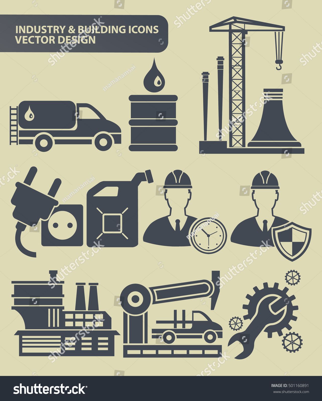 Industry Building Icon Setvector Stock Vector (Royalty Free) 501160891 ...