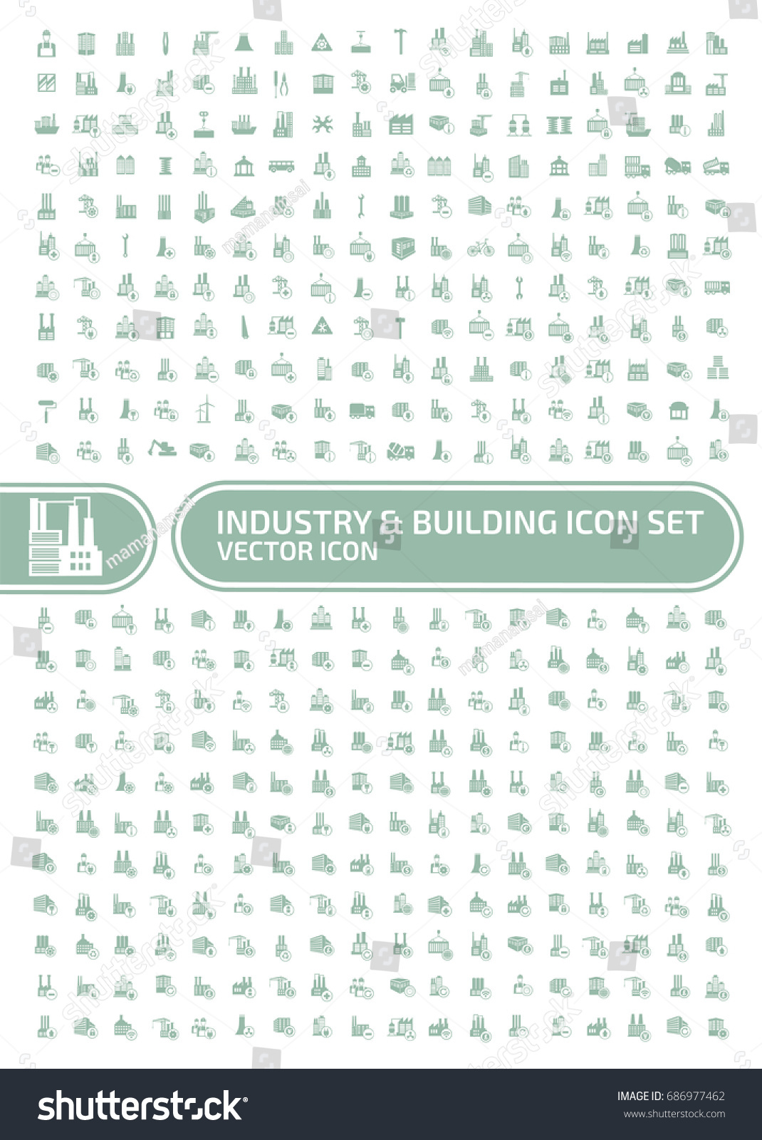 Industry Building Icon Setvector Stock Vector (Royalty Free) 686977462 ...