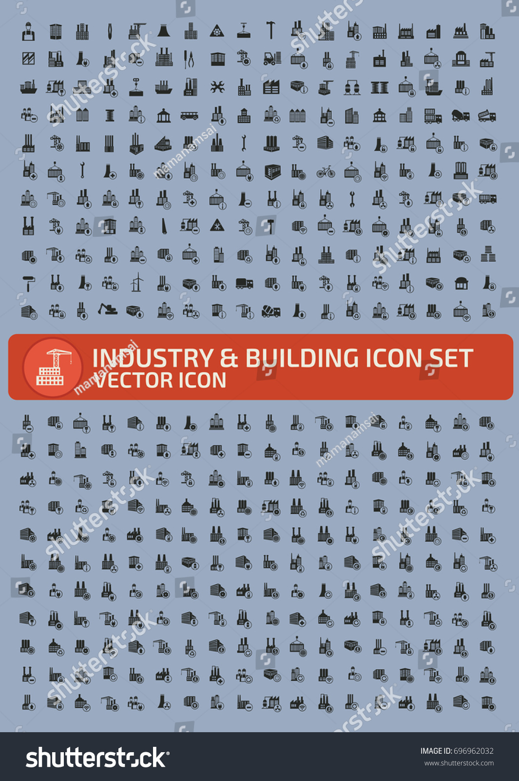 Industry Building Icon Setvector: vector de stock (libre de regalías ...