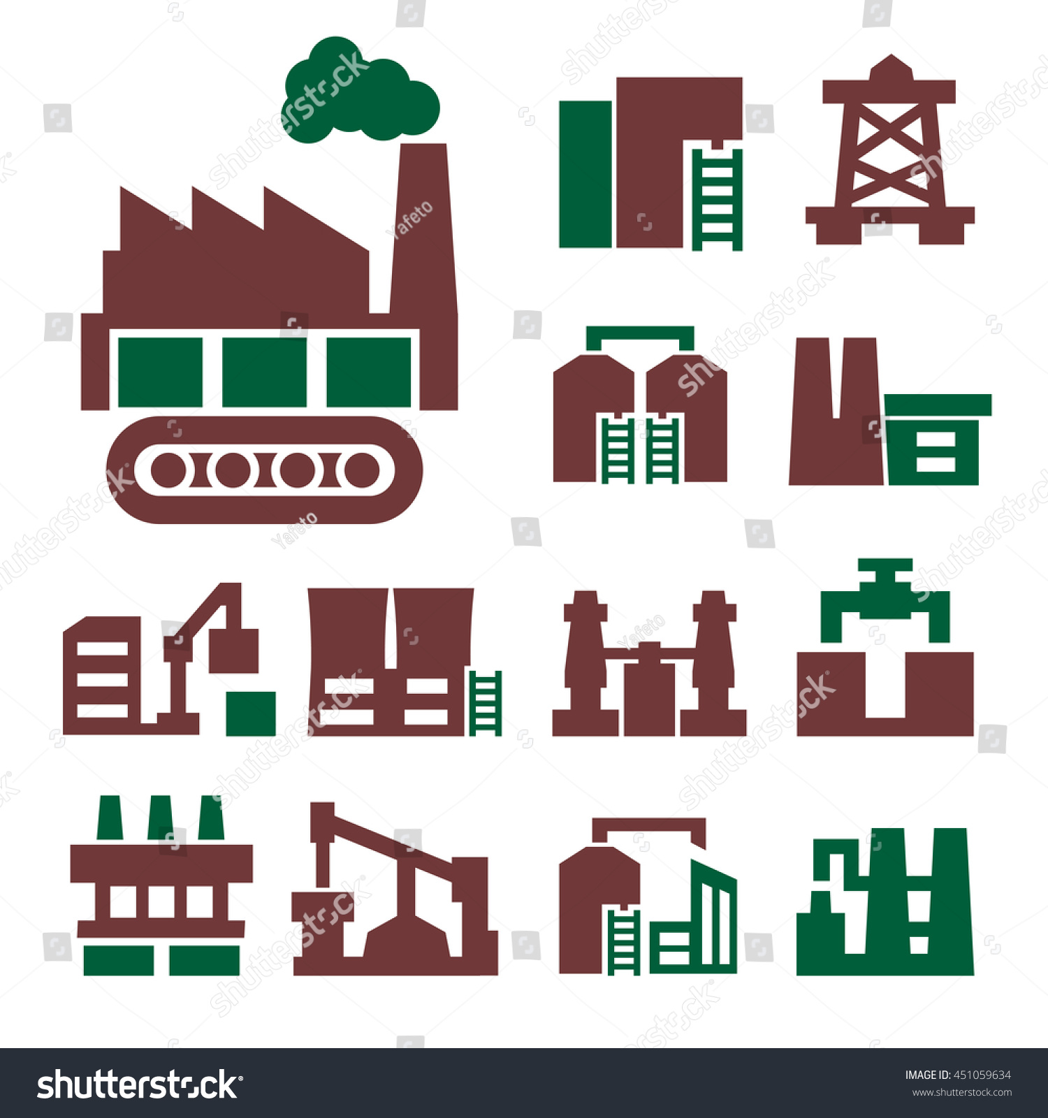 Industry Factory Icon Set Stock Vector (Royalty Free) 451059634 ...