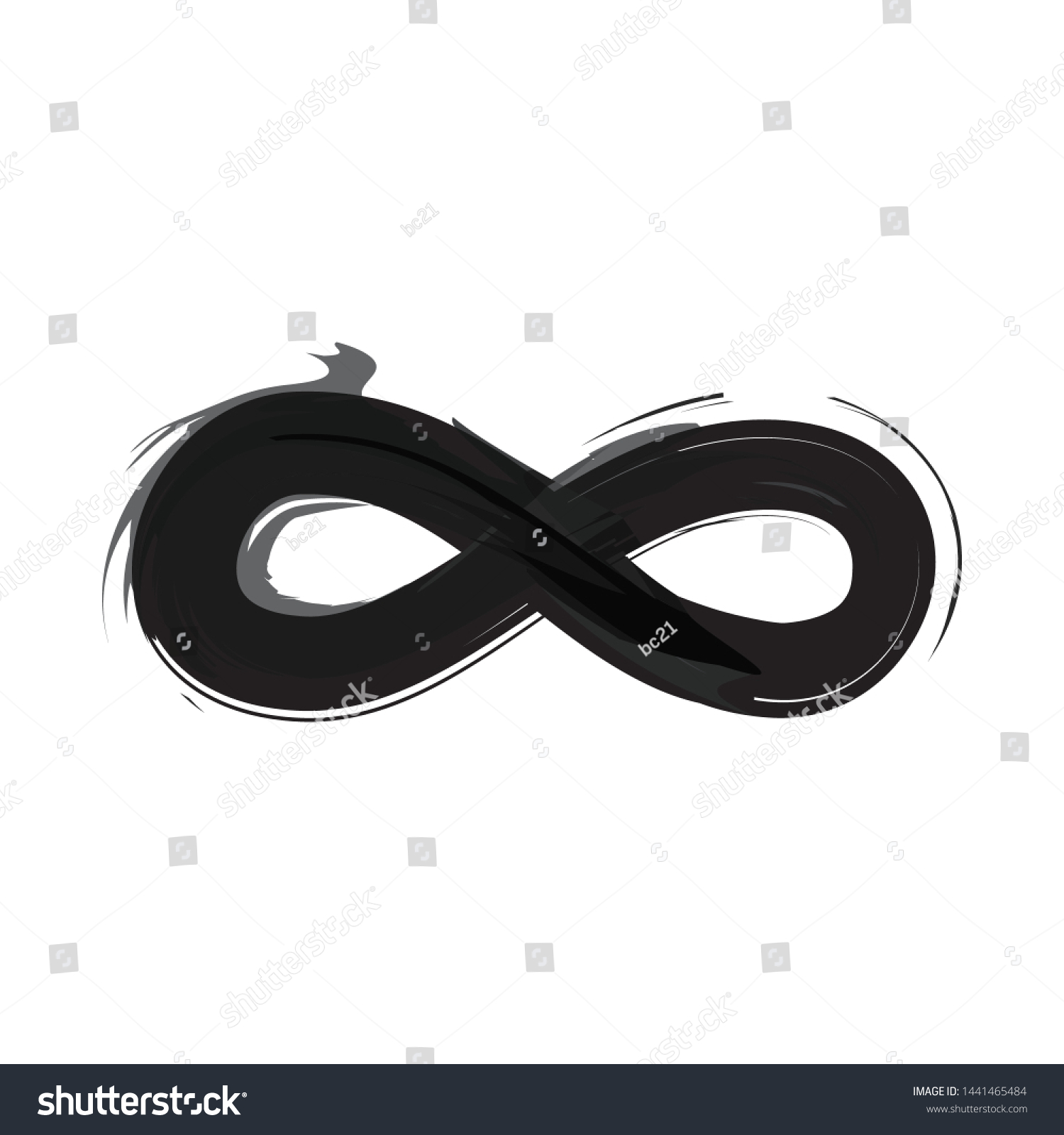 Infinity Symbol Black Paint Brush Stroke 스톡 벡터(로열티 프리) 1441465484