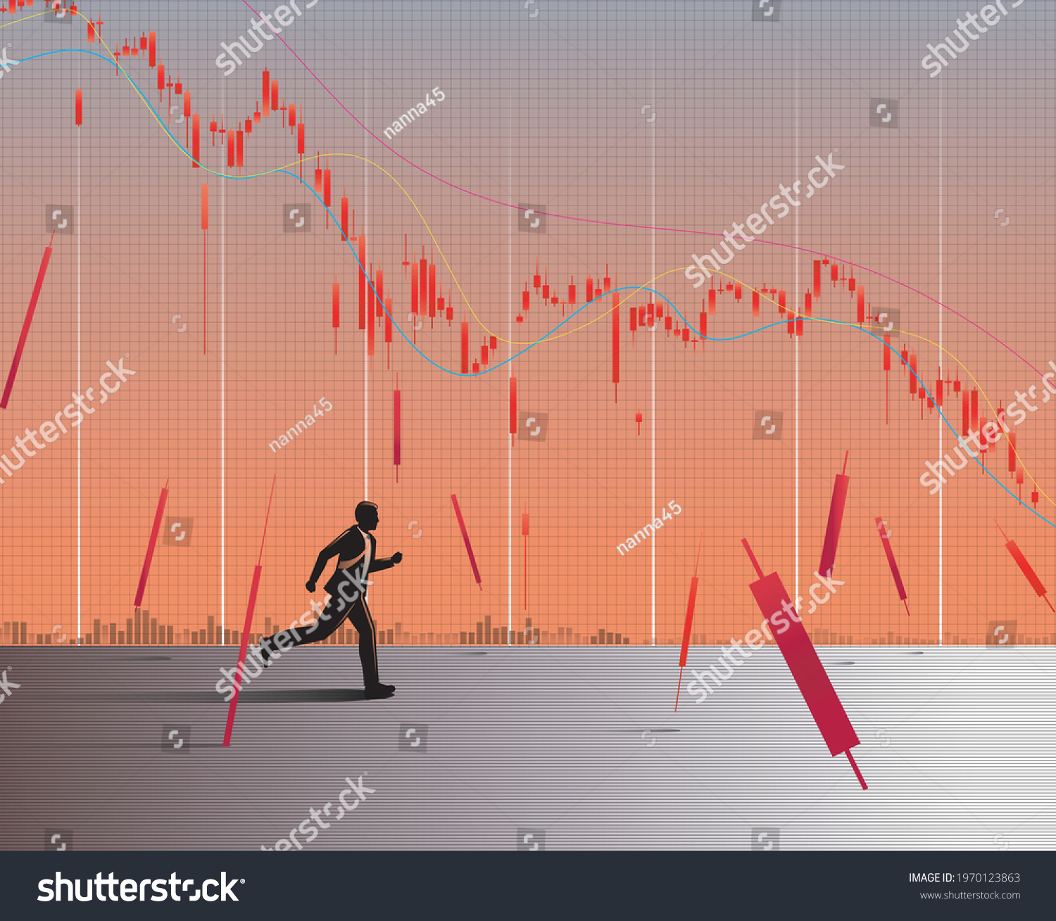 Inflation Concept Man Running Graph Stock Vector (Royalty Free ...