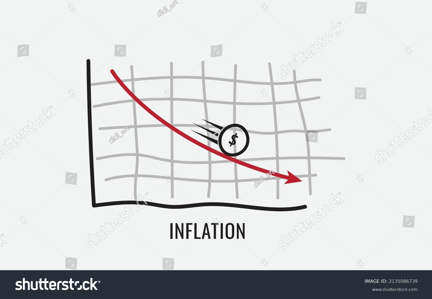 Inflation Vector Illustrated By Rate Which Stock Vector Royalty Free