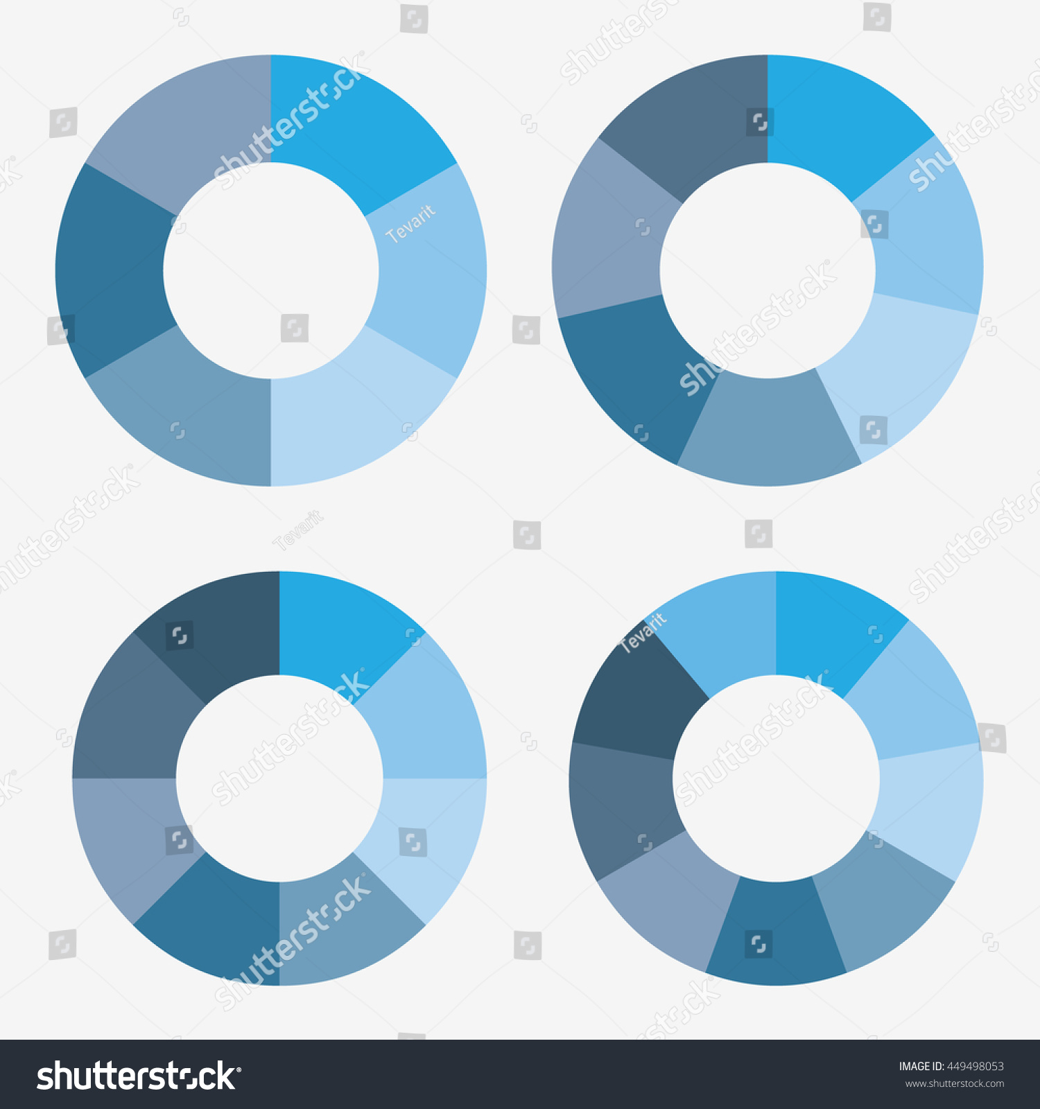 Info Template Pie Blue Charts 6 Stock Vector (Royalty Free) 449498053