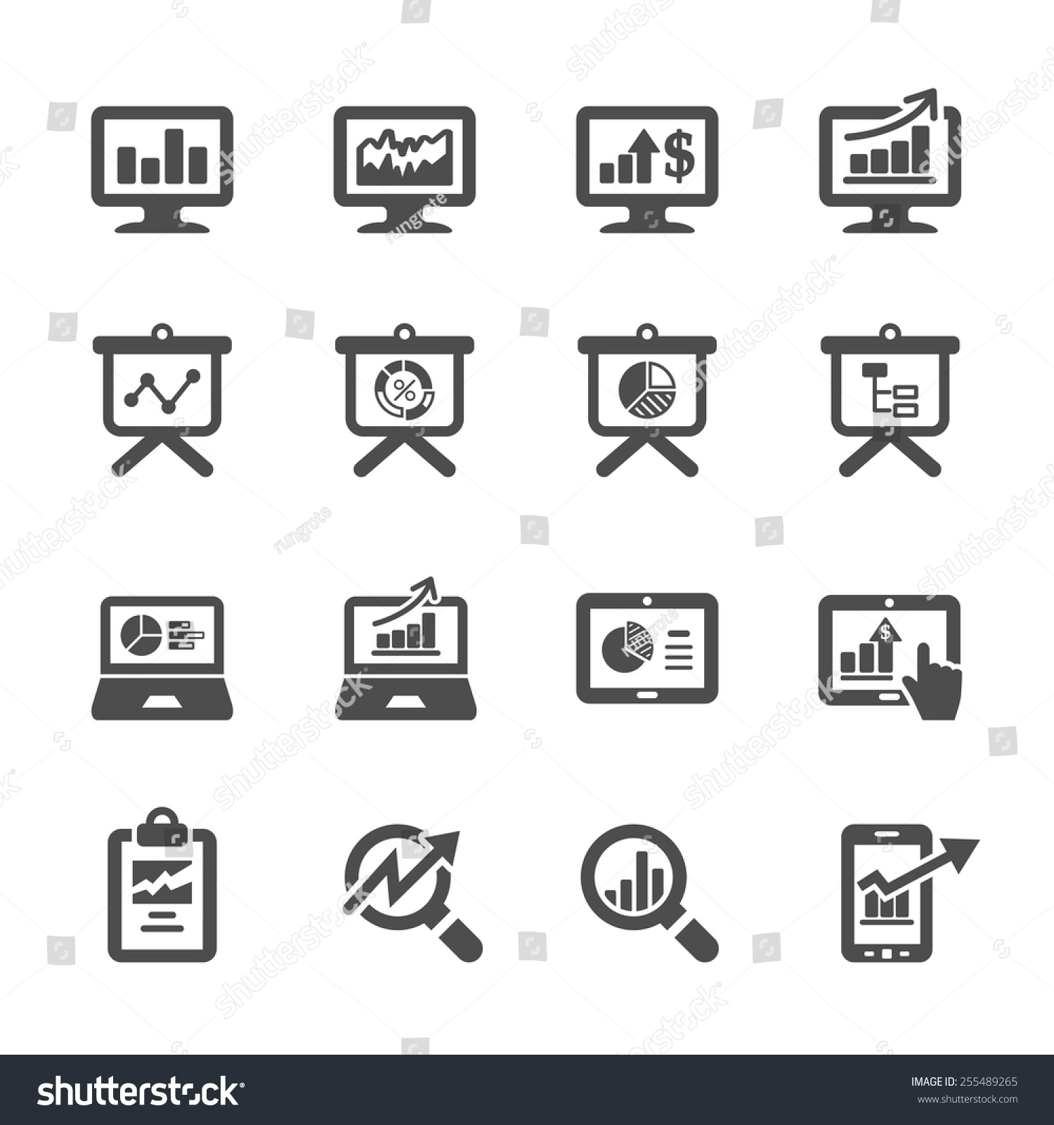 Infographic Chart Icon Set 4 Vector Stock Vector (Royalty Free) 255489265