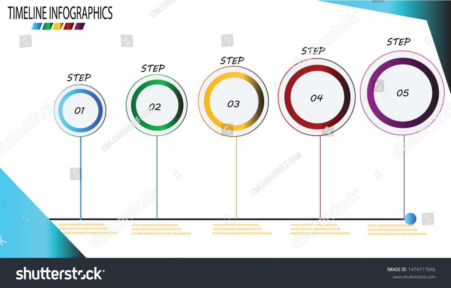 Infographic Business Horizontal Timeline Process Chart Stock Vector ...