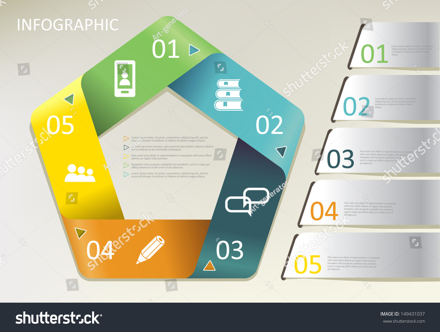 Infographic Circular Cyclic Process Five Steps Stock Vector (Royalty ...