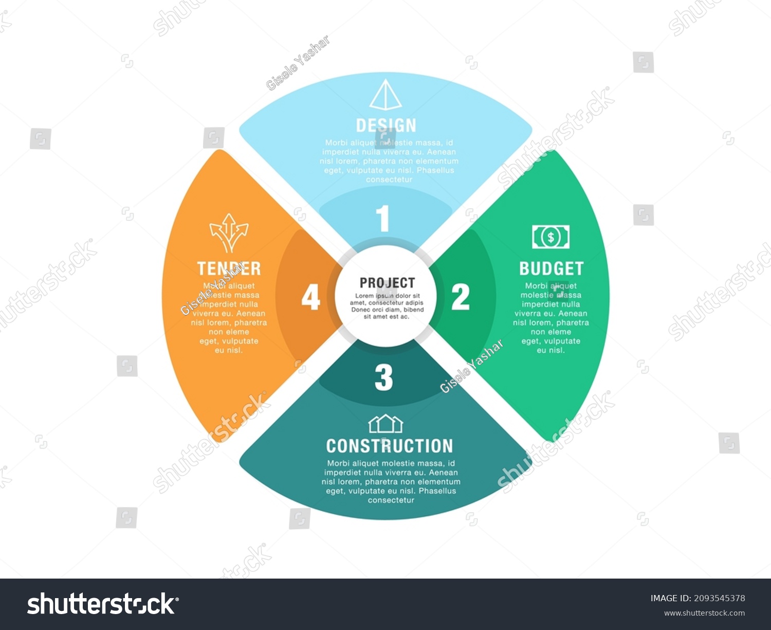 Infographic Circular Presentation Circular 4 Step Stock Vector (Royalty ...