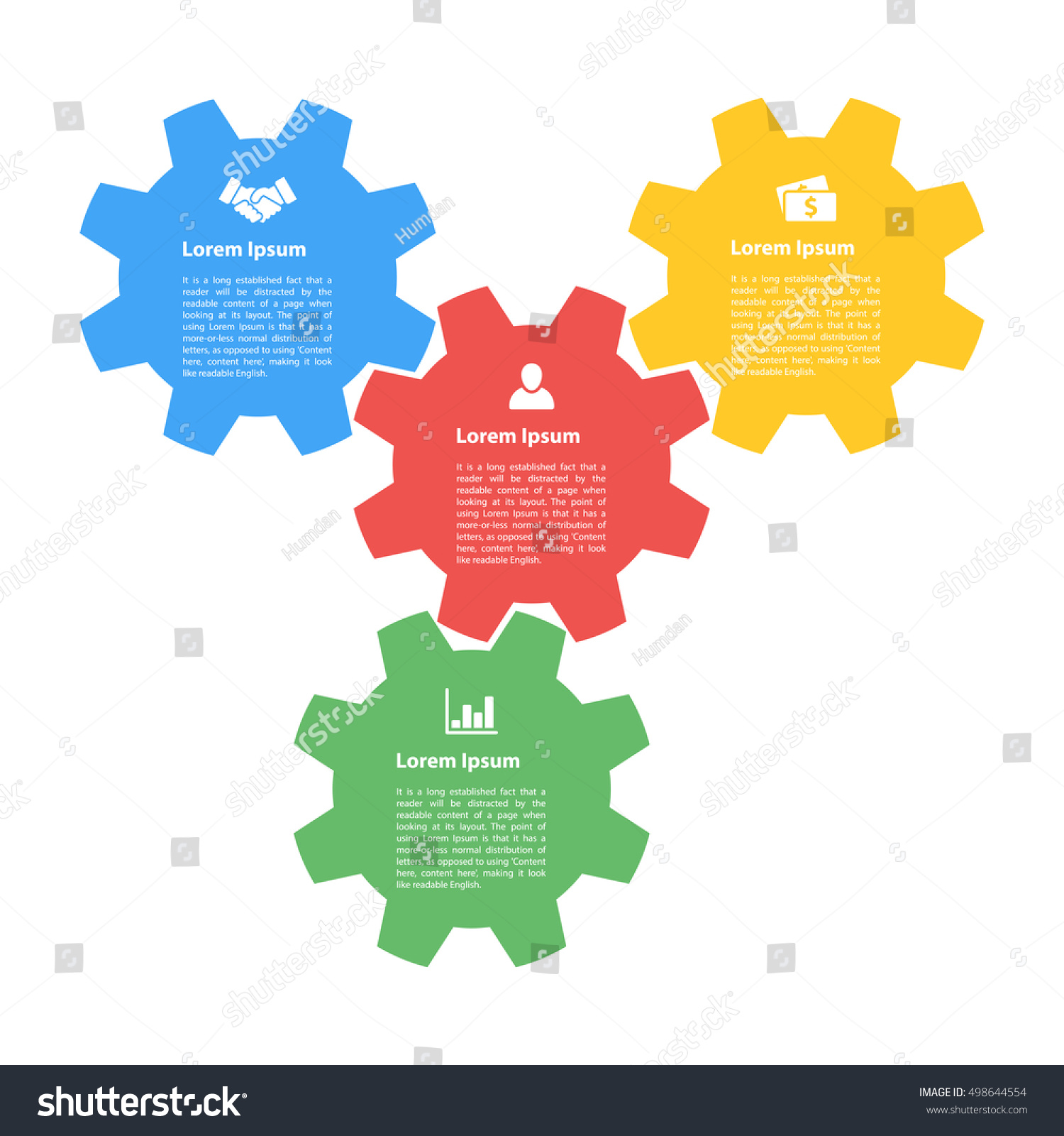 Infographic Concept Four Gears Solid Style Stock Vector (Royalty Free ...