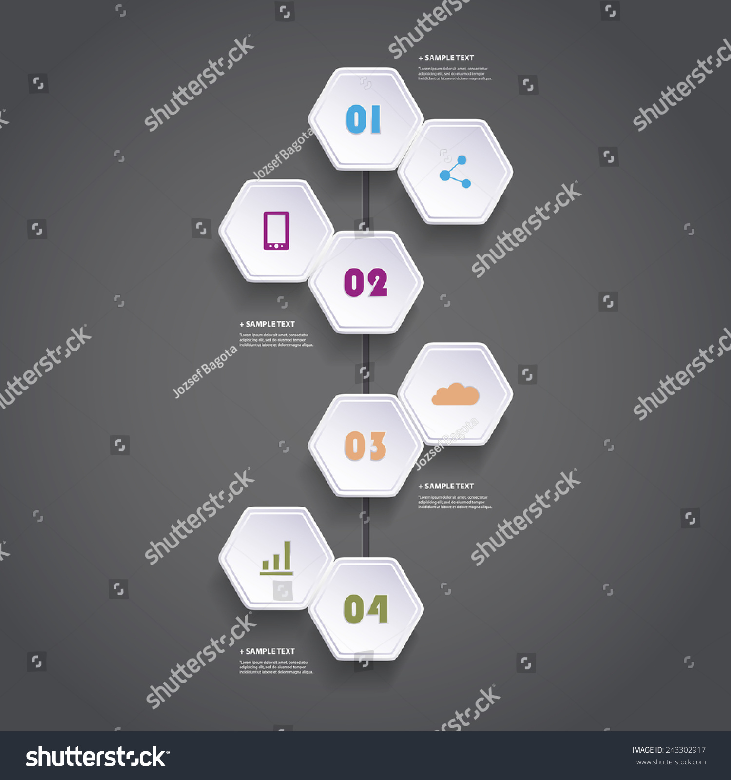 Infographic Concept Hexagons Flow Chart Design Stock Vector (Royalty ...