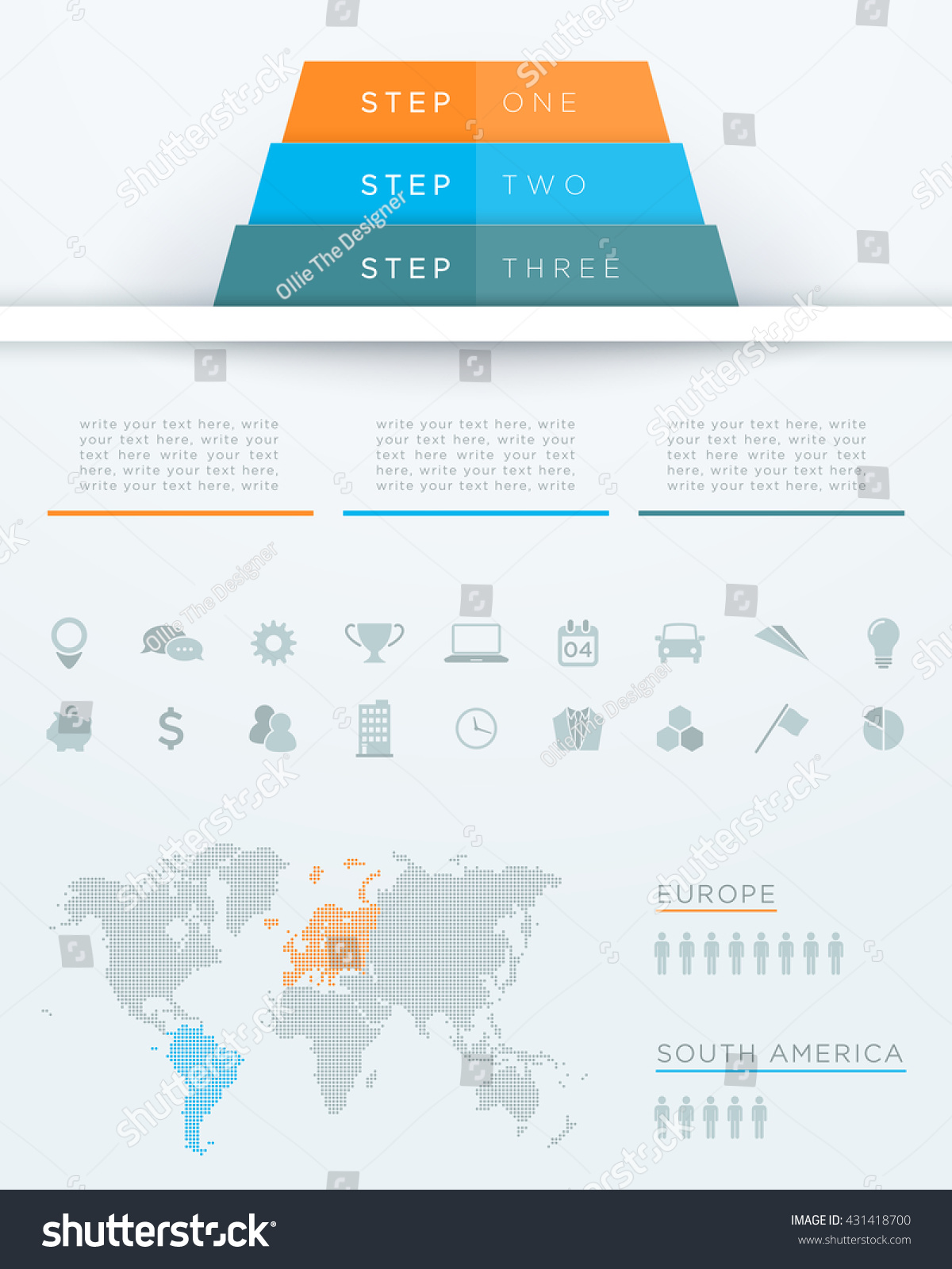 Infographic 3d Pyramid World Map Design: vector de stock (libre de ...