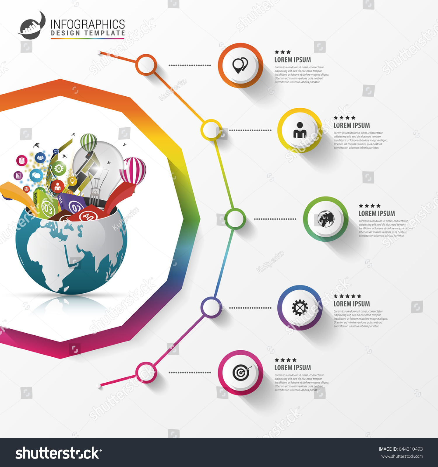 Infographic Design Template Creative World Concept Stock Vector ...