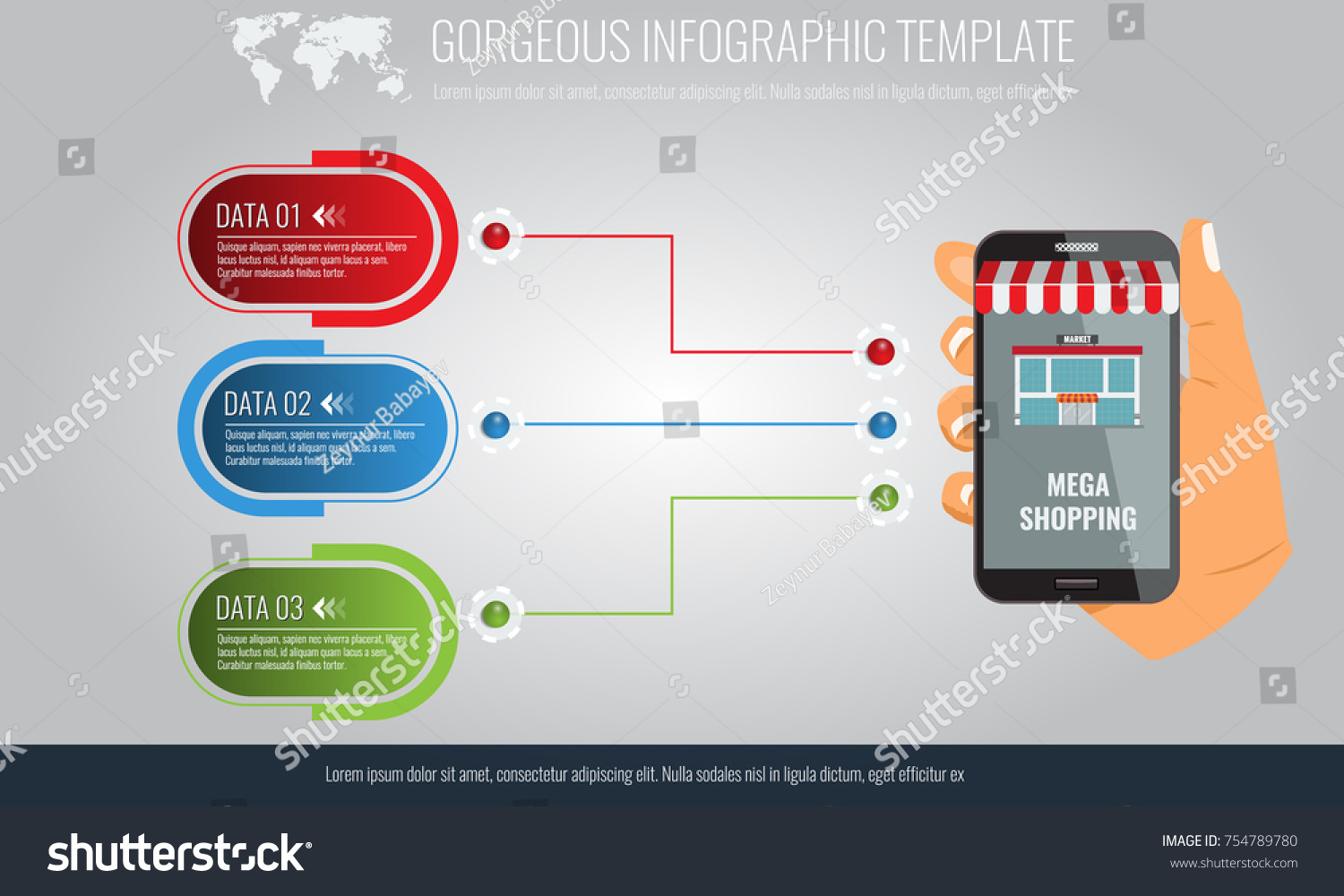 Infographic Elements Hand Holding Smartphone Illustrated Stock Vector ...