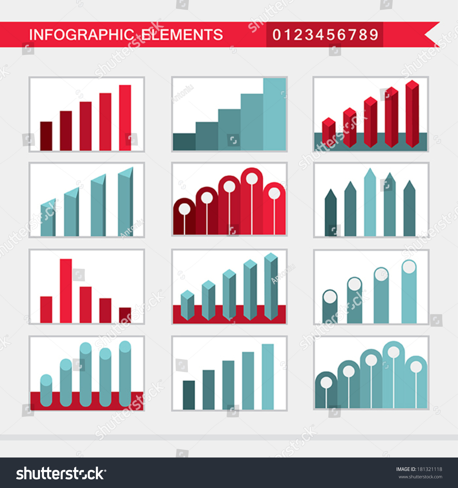 Infographic Elements Charts Graph Diagram Vector: เวกเตอร์สต็อก (ปลอด ...