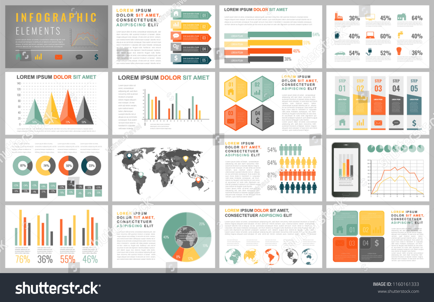 Éléments infographiques avec carte et graphiques : image vectorielle de ...