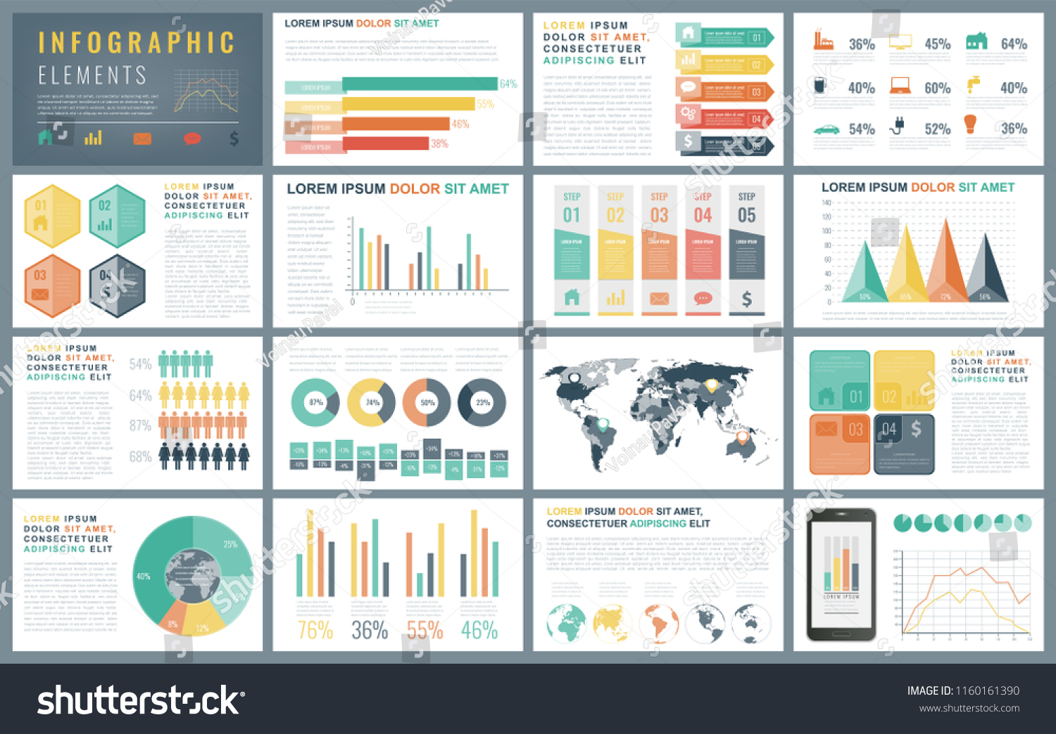 Infographic Elements World Map Charts Vector Stock Vector (Royalty Free ...