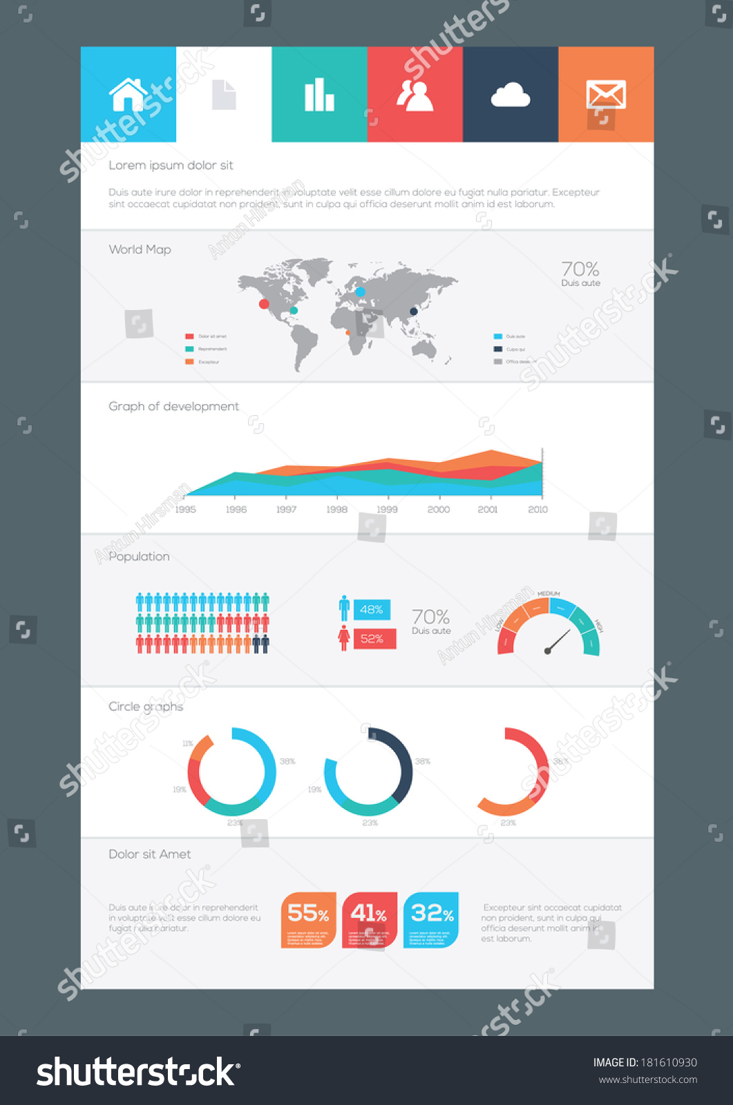 Infographic Essentials Vector Illustration World Map: vetor stock ...