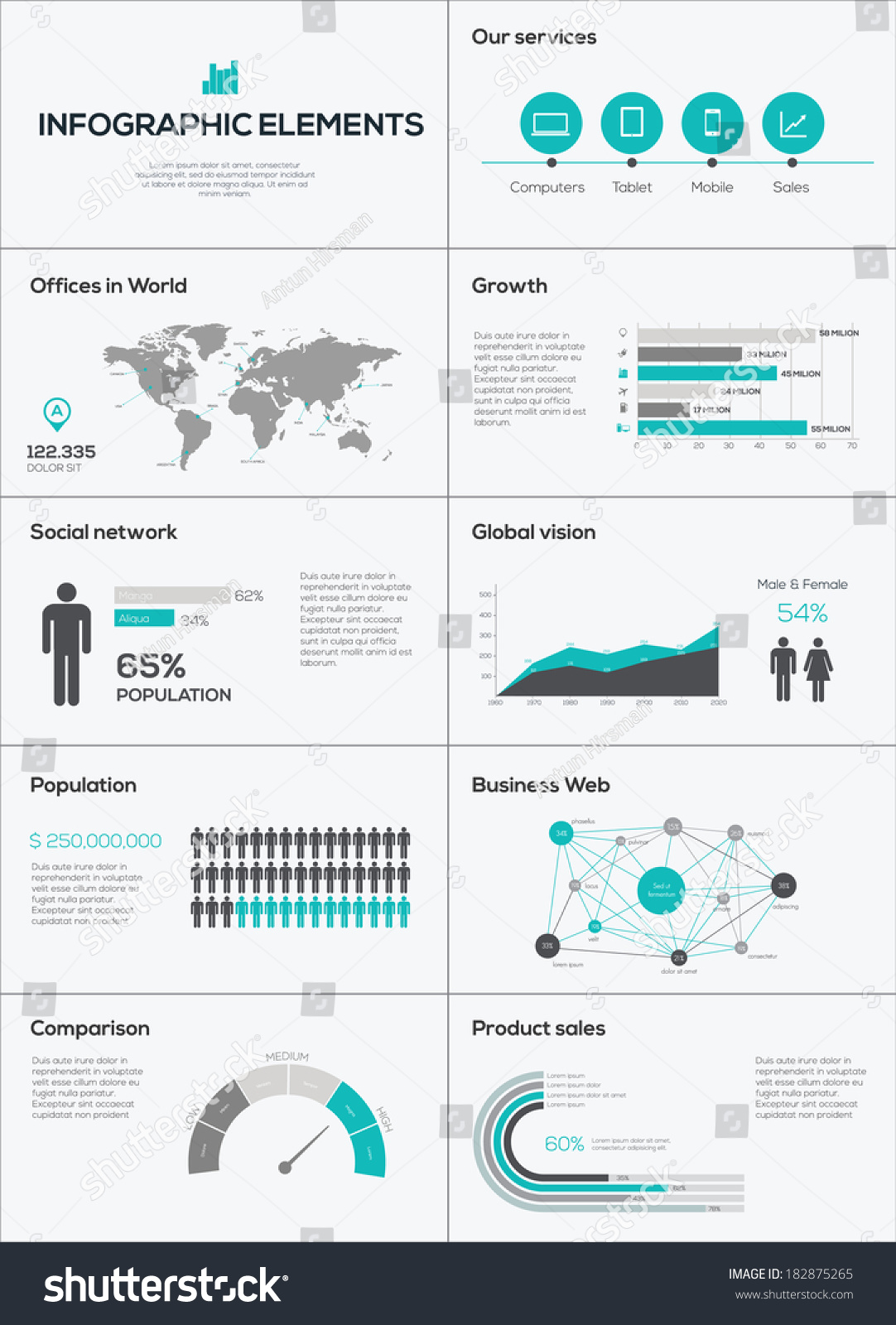 「Infographic Essentials Vector Illustration World Map」のベクター画像素材（ロイヤリティ ...