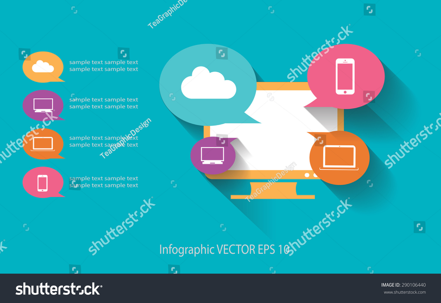 Infographic Media Icons Computer Vector: vector de stock (libre de ...
