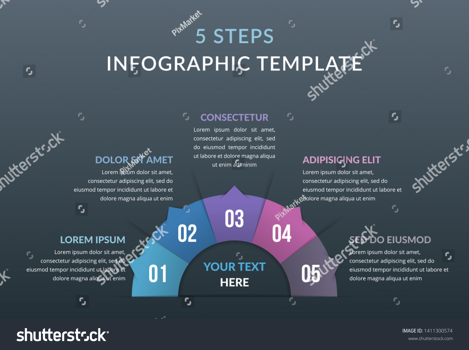 Infographic Template Five Steps Options Process Stock Vector (Royalty ...