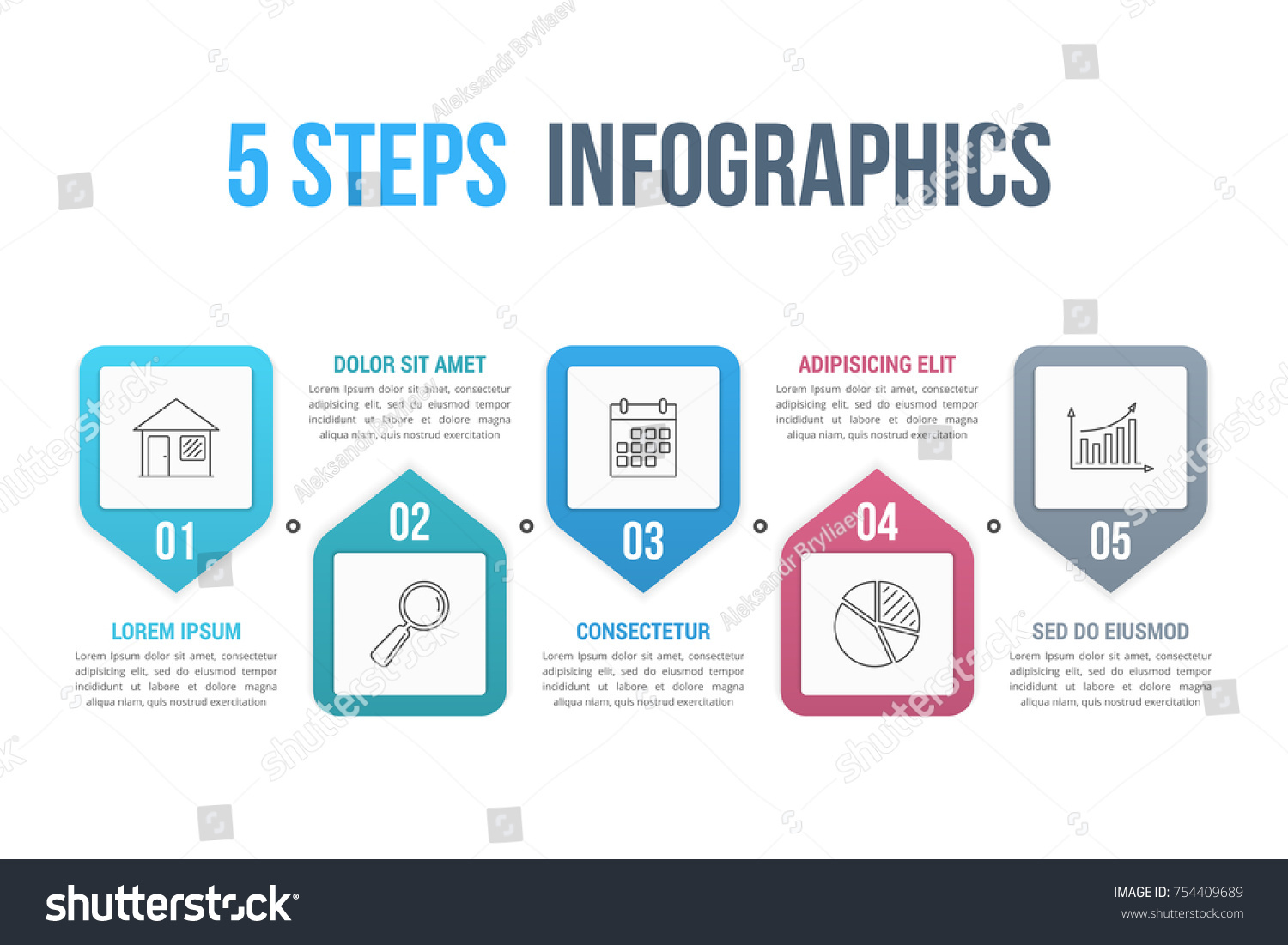 Infographic Template Five Steps Line Icons Stock Vector (Royalty Free ...