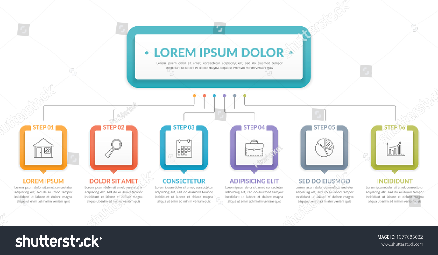 Infographic Template Main Idea 6 Steps Stock Vector (Royalty Free ...