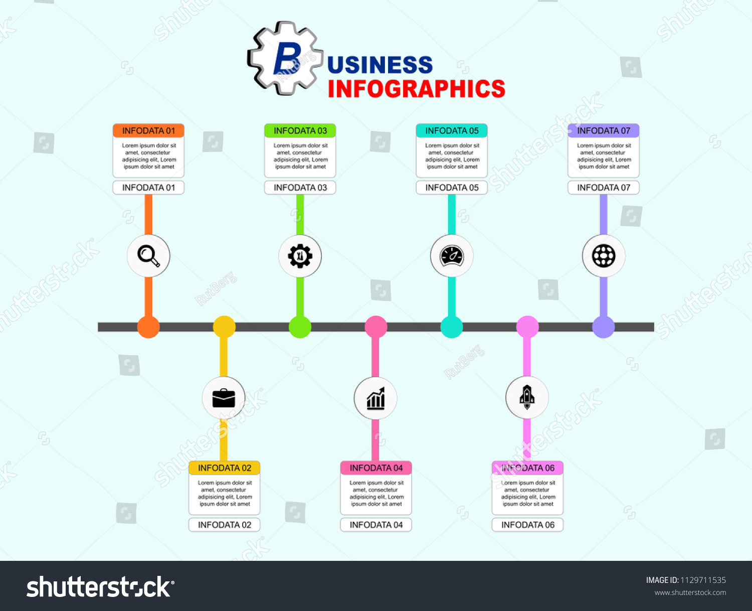 Infographic Template Seven Steps Options Workflow Stock Vector (Royalty ...