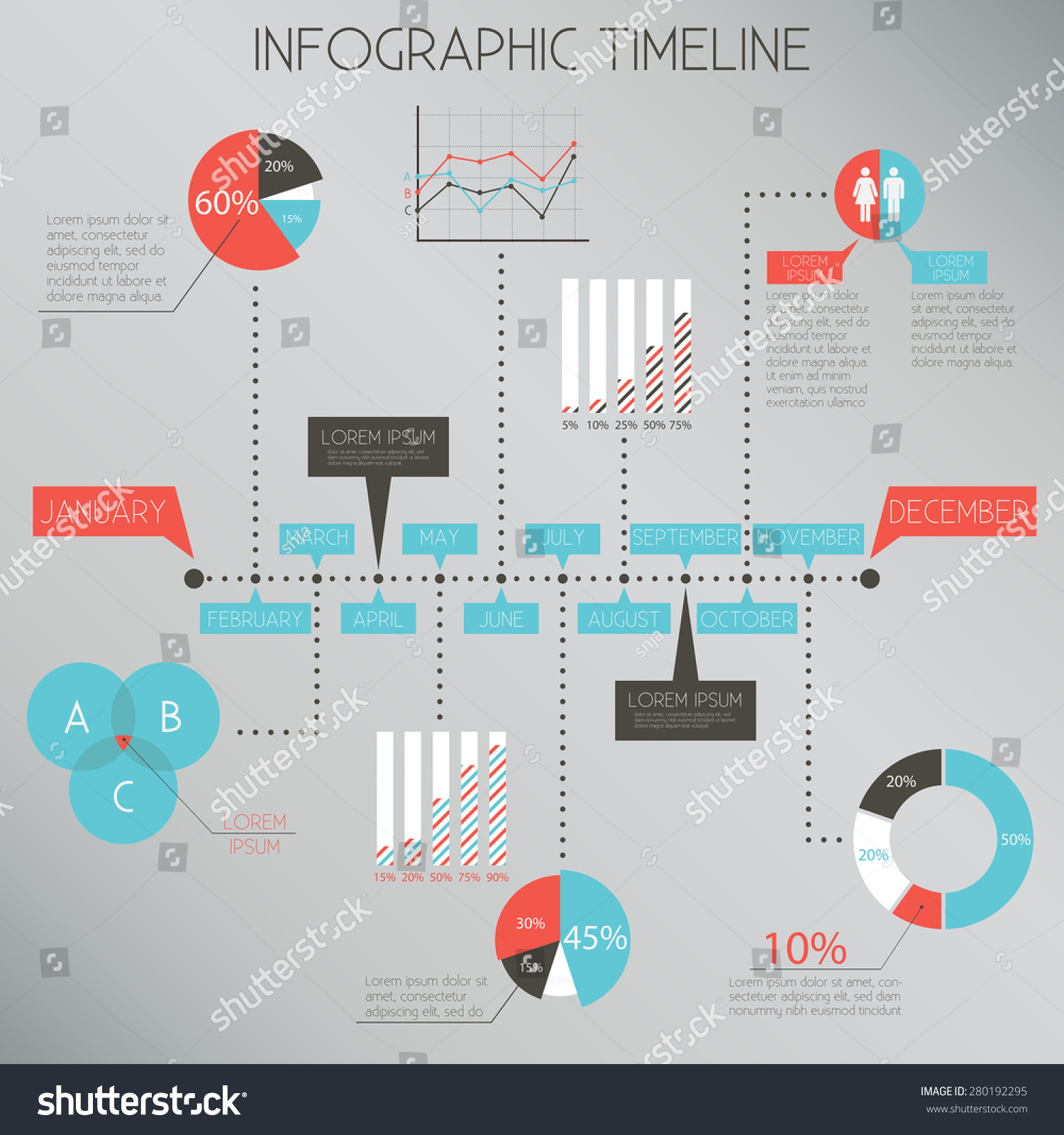 Infographic Timeline Infographic Elements Set Vector: vector de stock ...