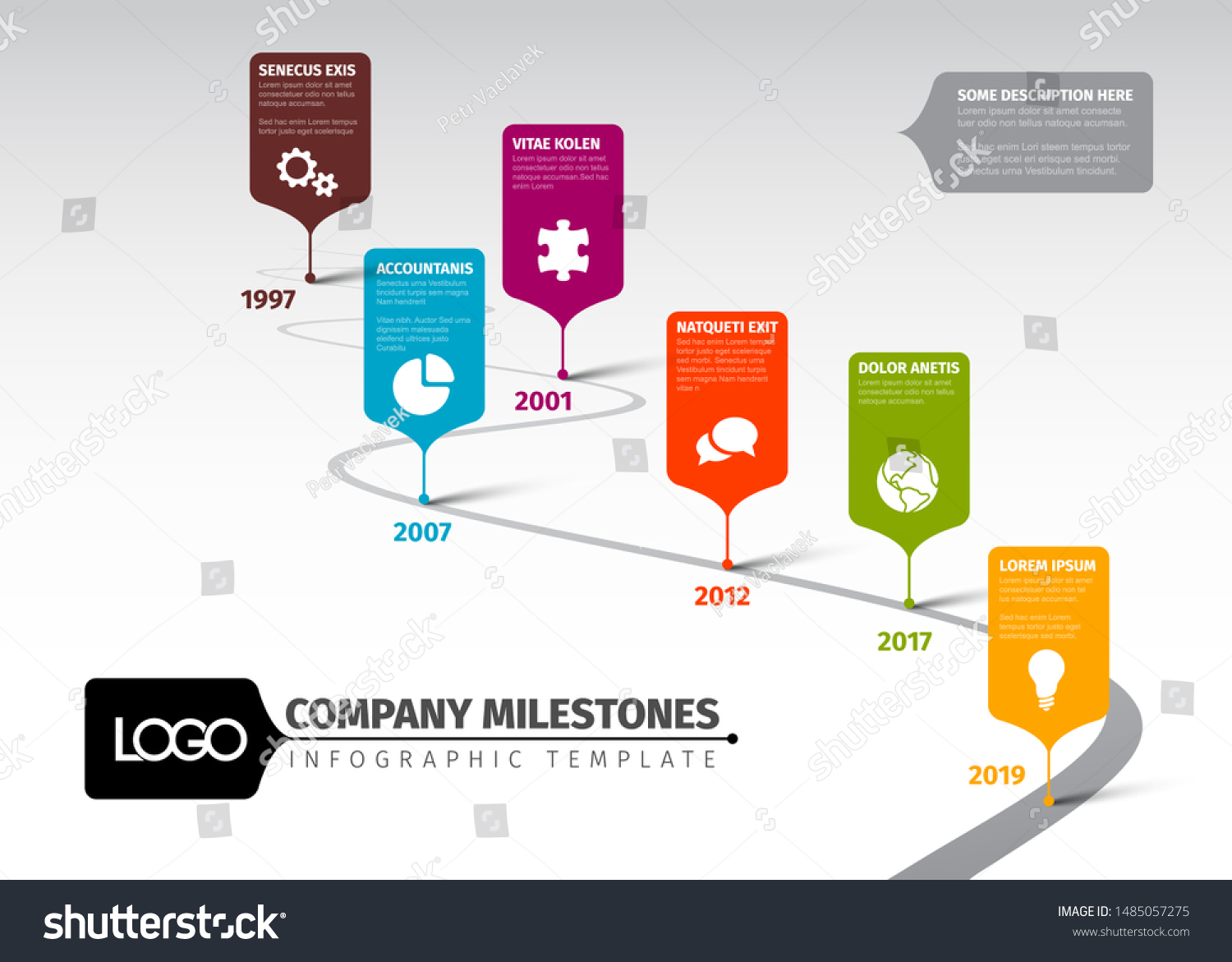 Infographic Timeline Template On Light Background Stock Vector (Royalty ...