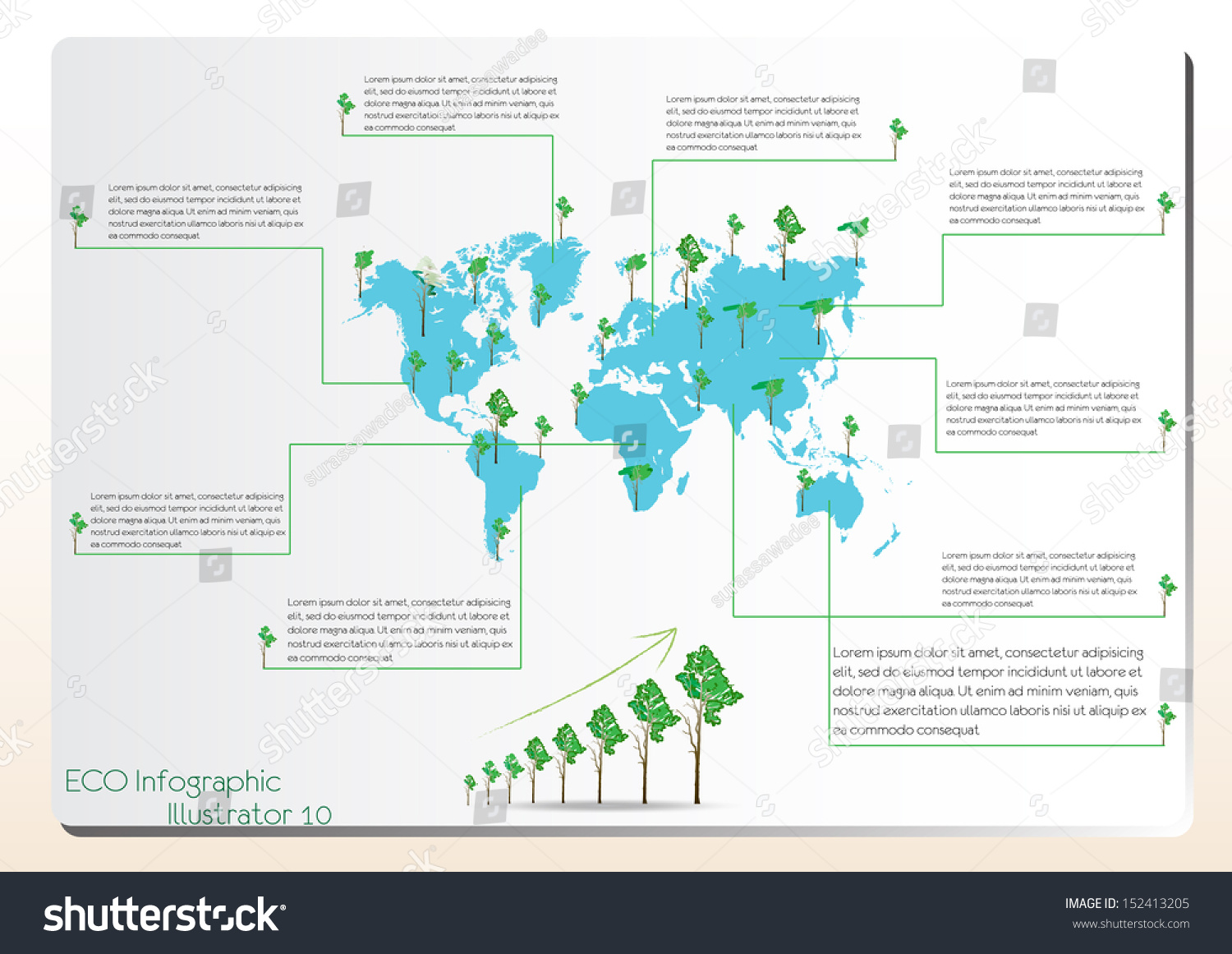 Infographic Tree World Map: เวกเตอร์สต็อก (ปลอดค่าลิขสิทธิ์) 152413205 ...