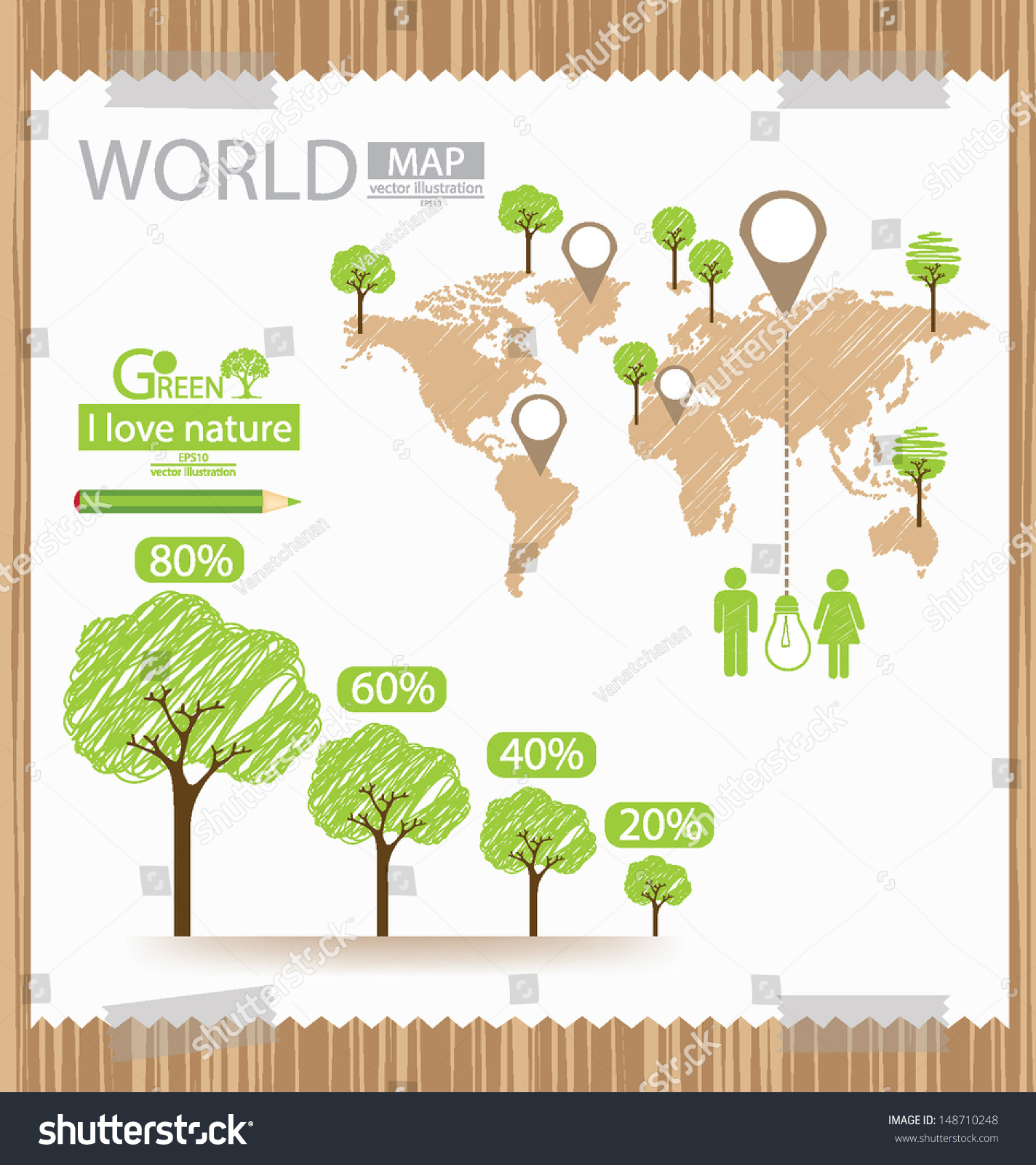 Infographic Tree World Map Vector Illustration: vector de stock (libre ...
