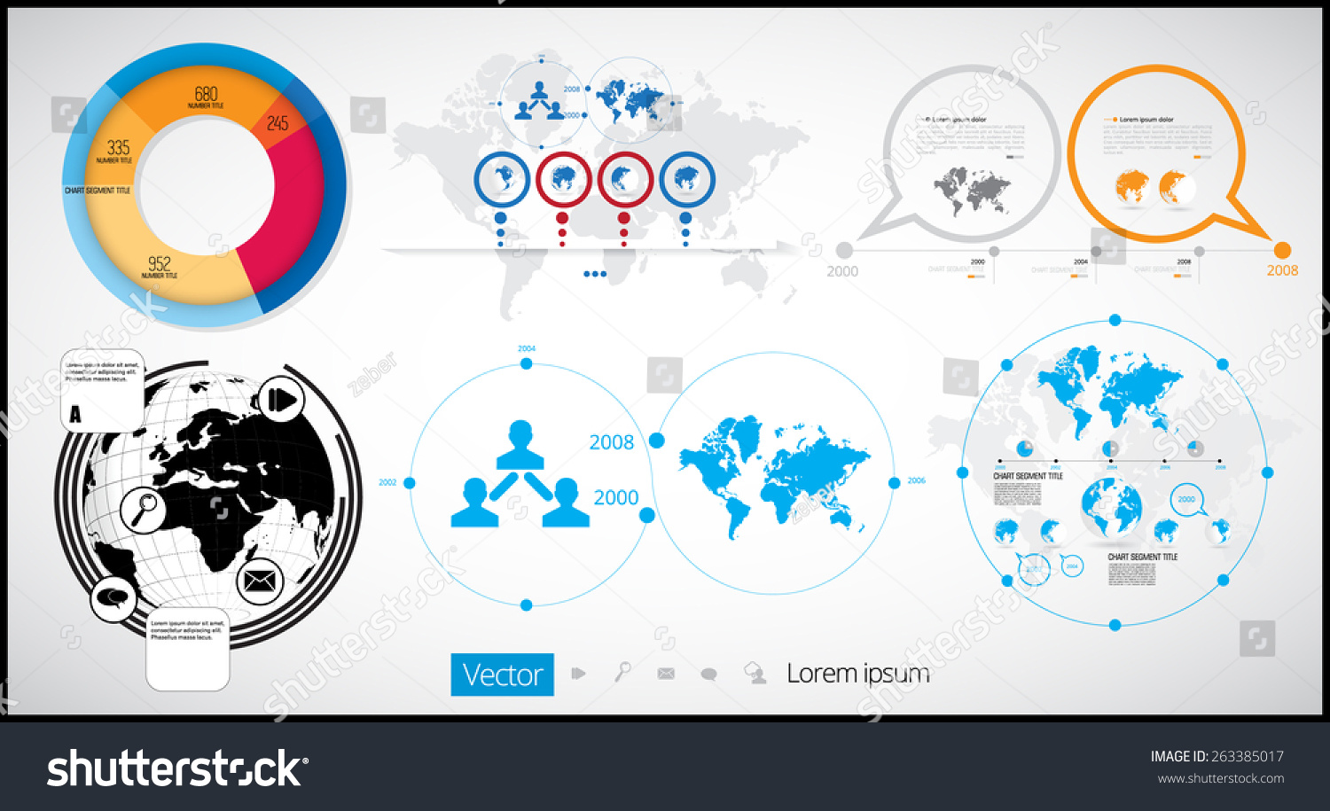 illustration vectorielle infographique. Carte du monde : image ...