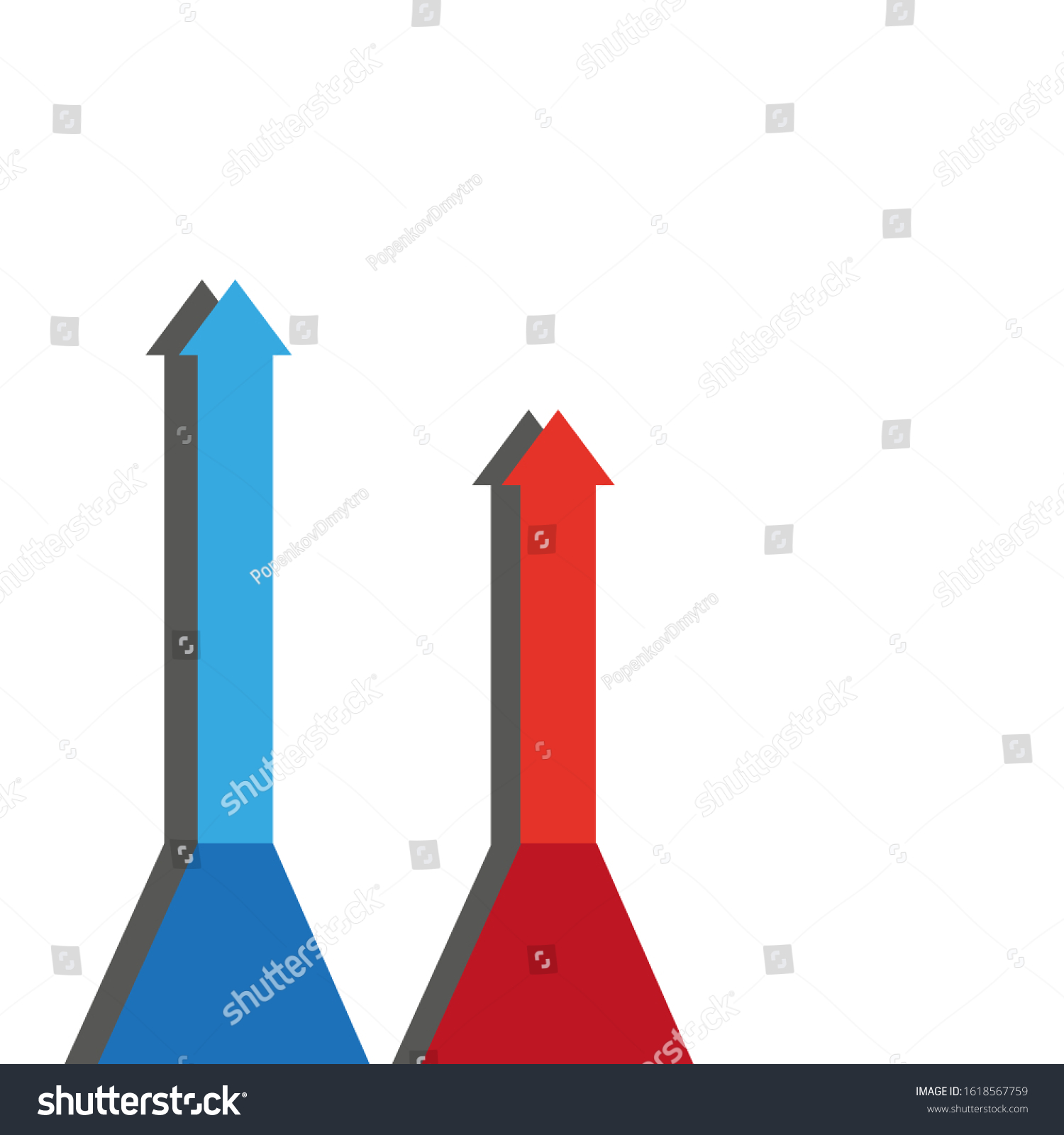 Infographic Vertical Arrows Colored Two Pieces Stock Vector (Royalty ...