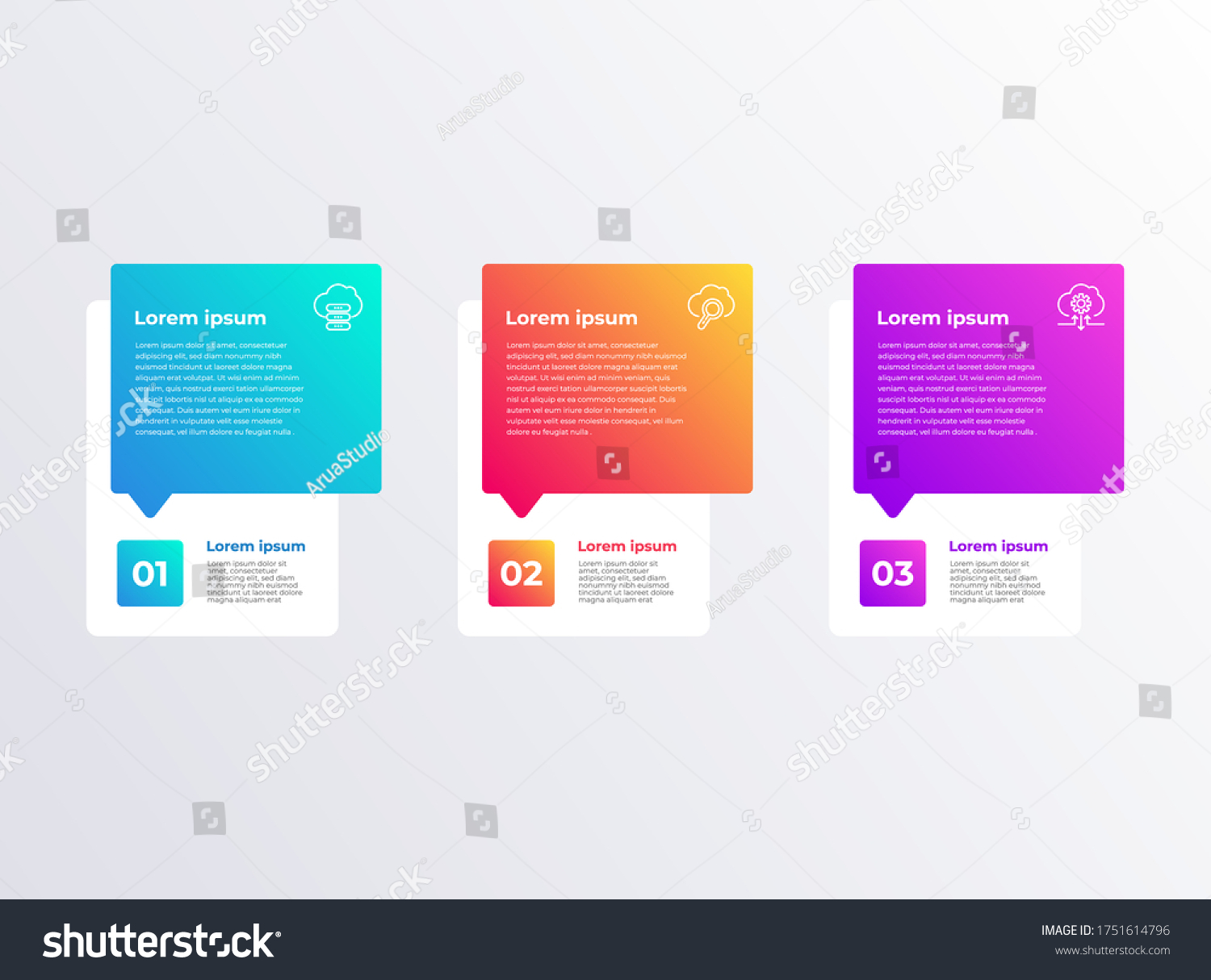 Infographic Rounded Rectangular Shape 3 Beautiful Stock Vector (Royalty ...