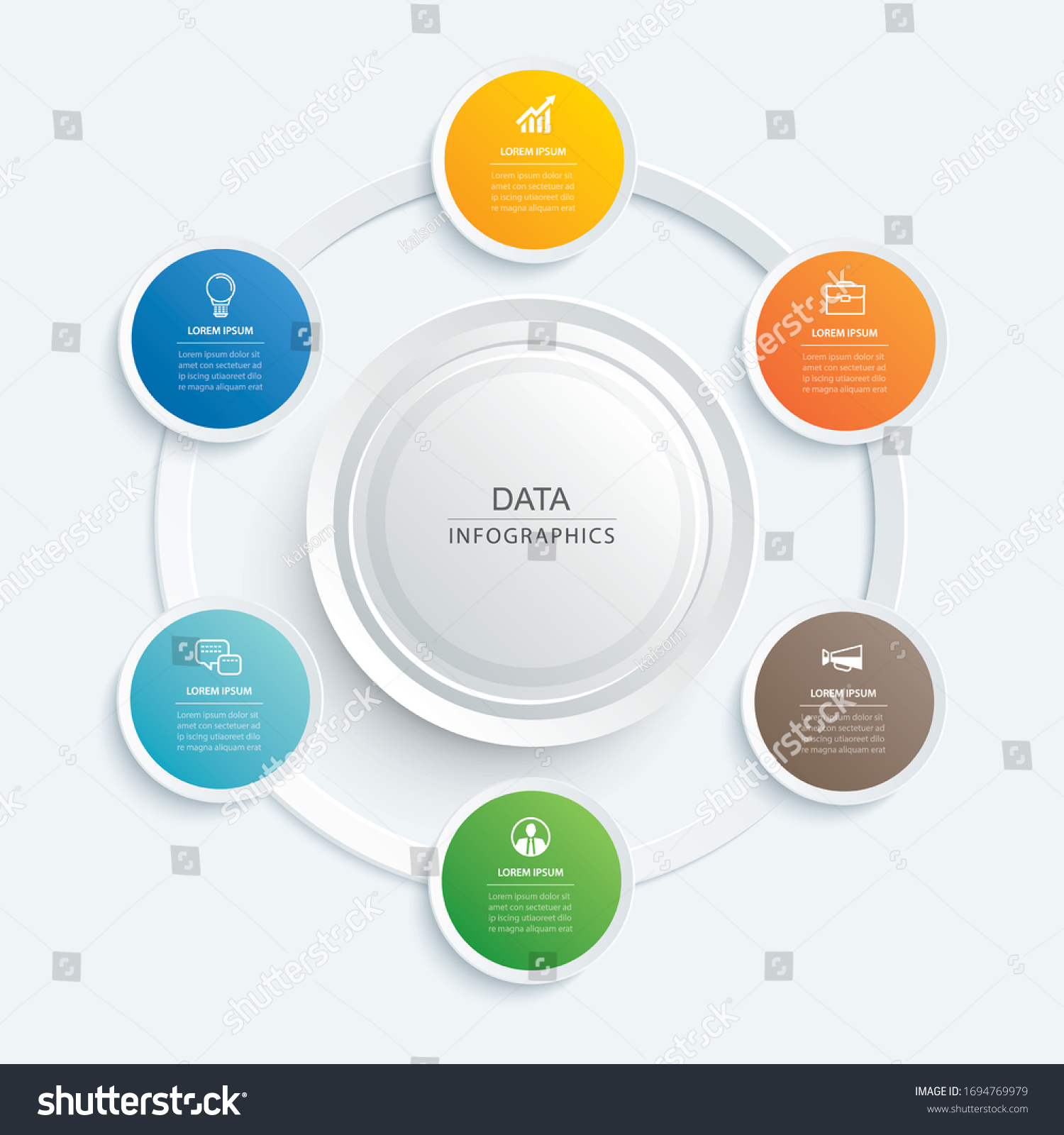 Infographics Circle Button 6 Data Template Stock Vector (Royalty Free ...