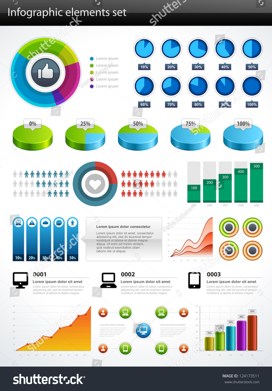 Infographics Collection Vector Graph Charts Design 스톡 벡터(로열티 프리 ...