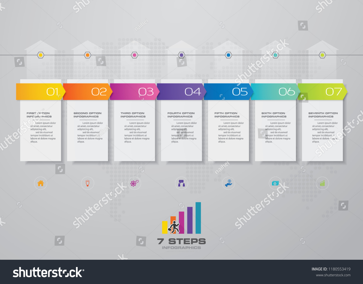 Infographics Design 7 Steps Timeline Data Stock Vector (Royalty Free ...