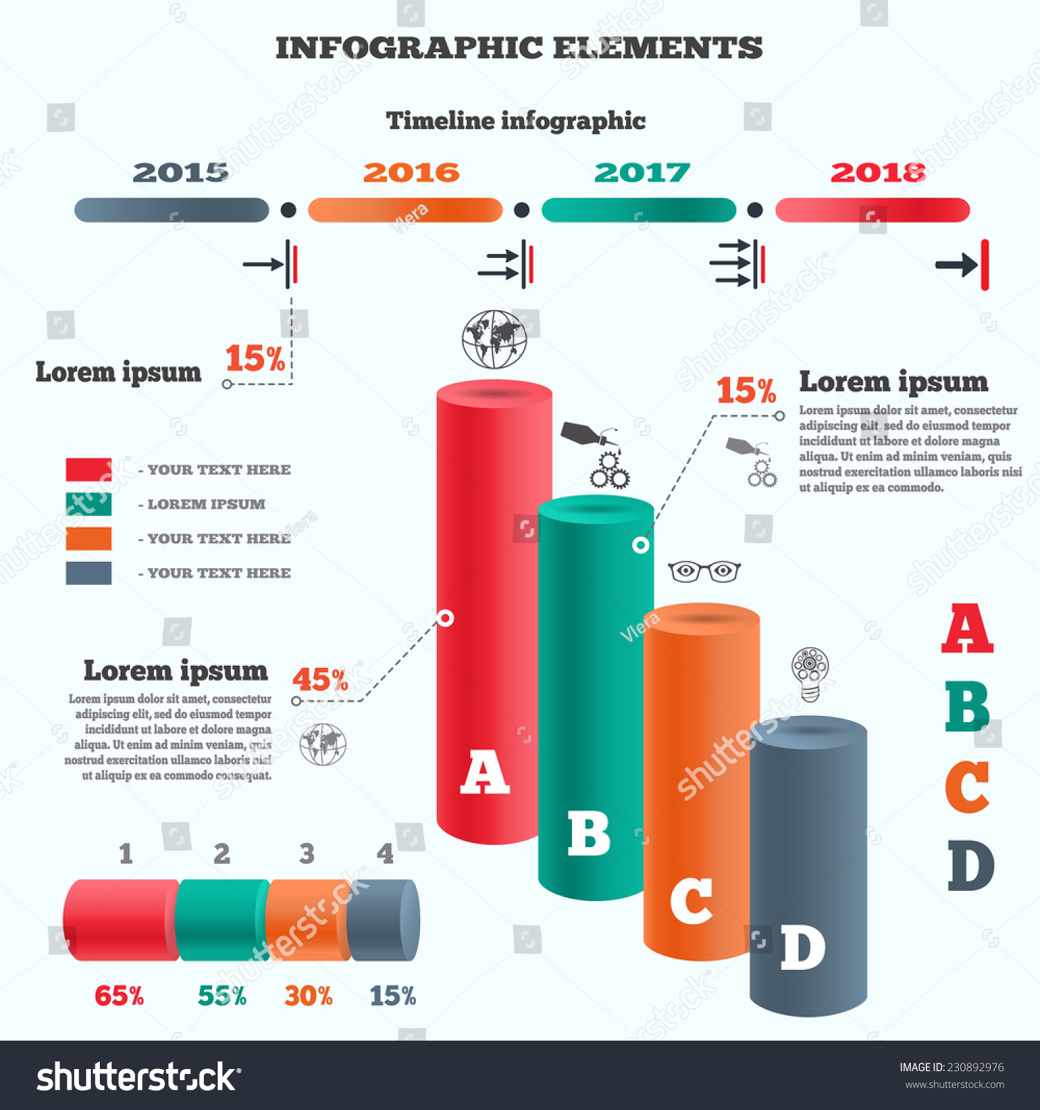 Infographics Elements 3d Columns Chart Shadow Stock Vector 230892976 ...