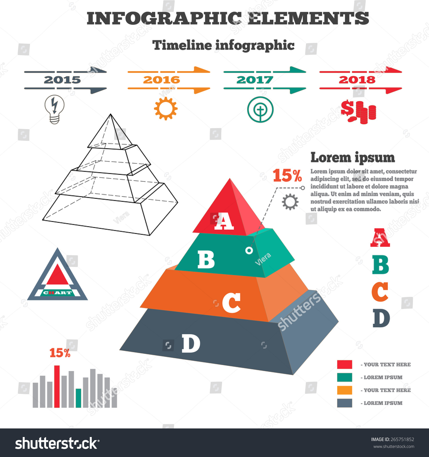 Infographics Elements Pyramid Solid Chart 3d: Stock-Vektorgrafik ...