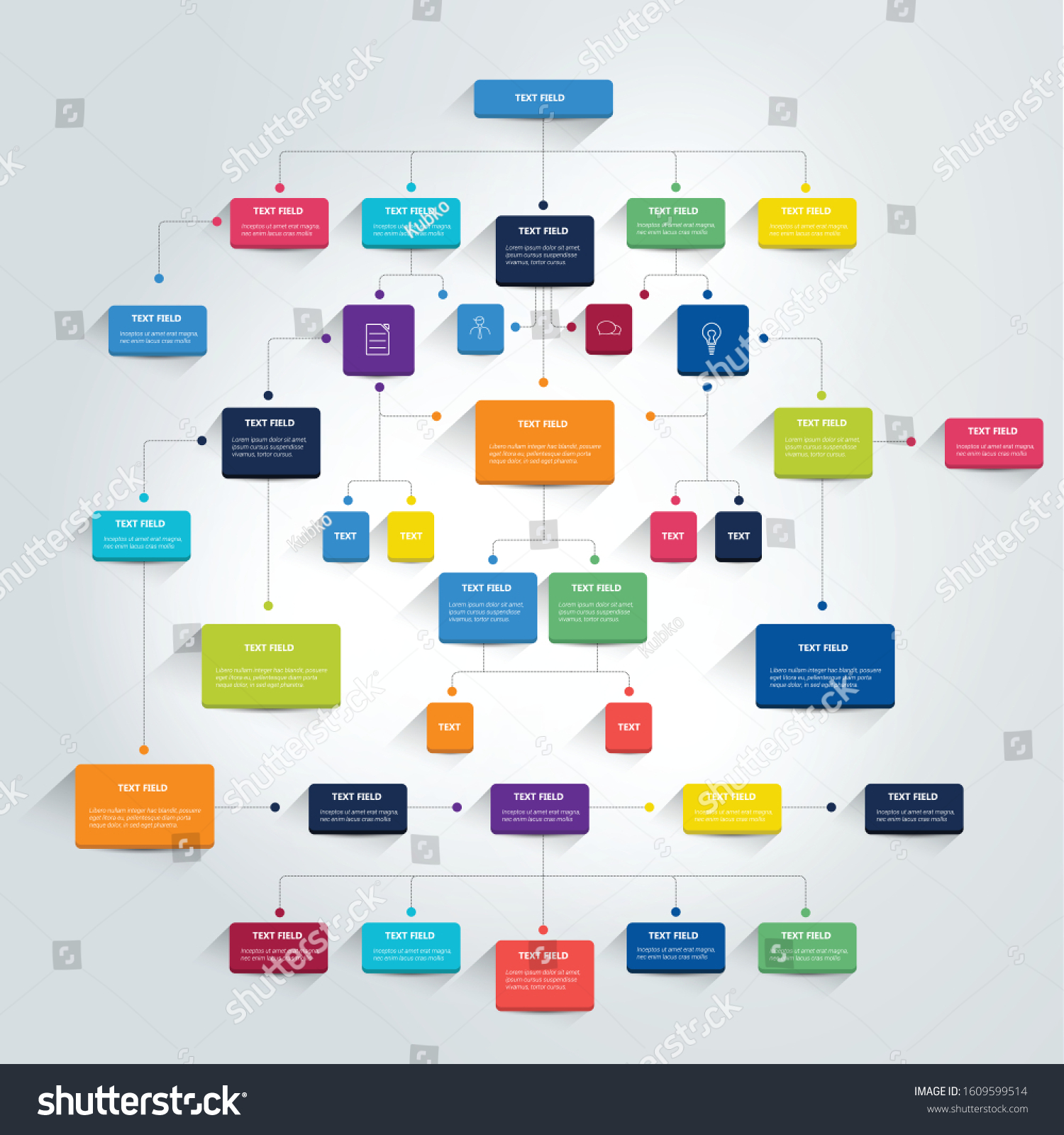Infographics Flowchart Colored Shadows Scheme: vector de stock (libre ...