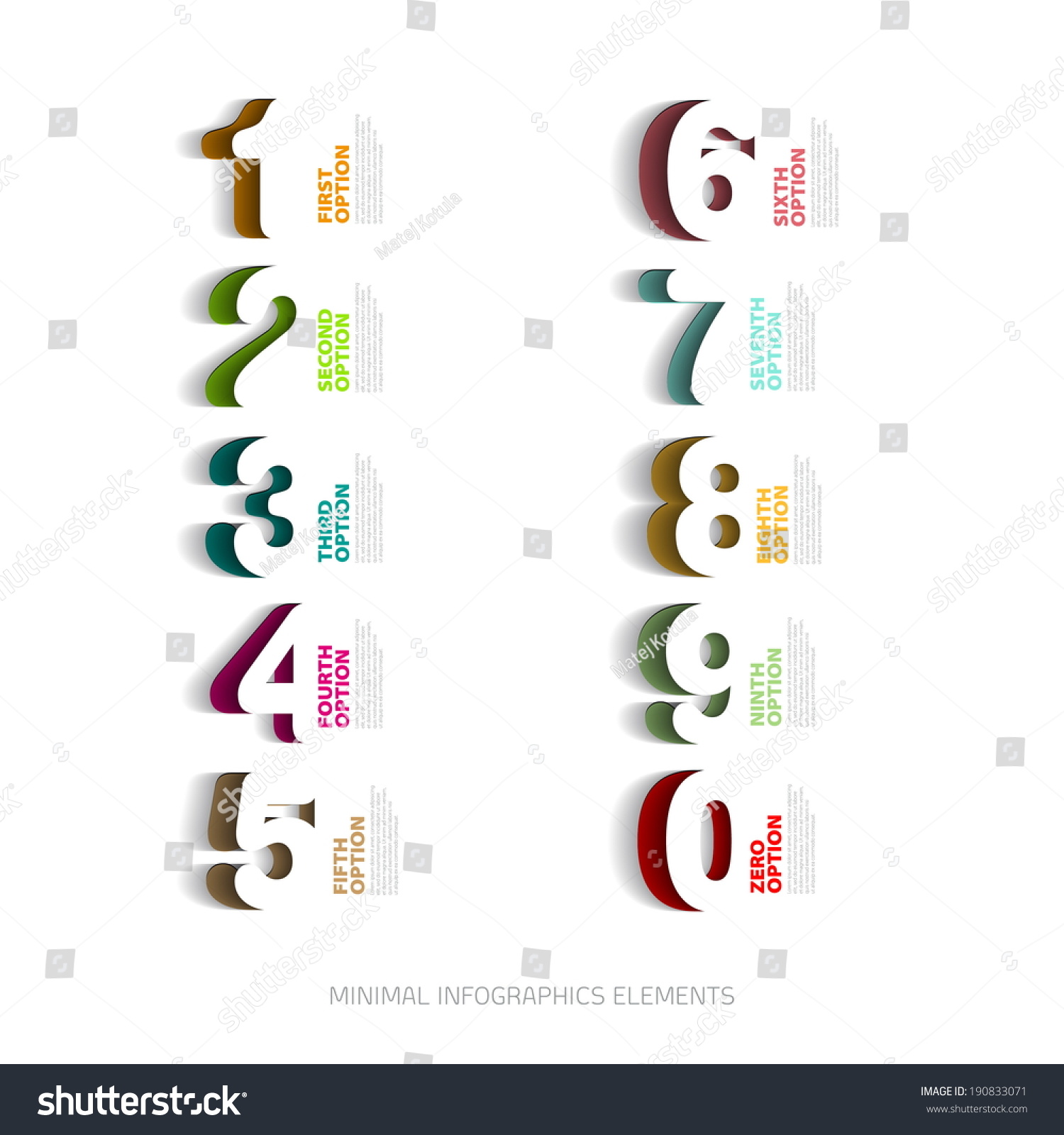 Infographics Papercut Number Options Template Vector Stock Vector ...