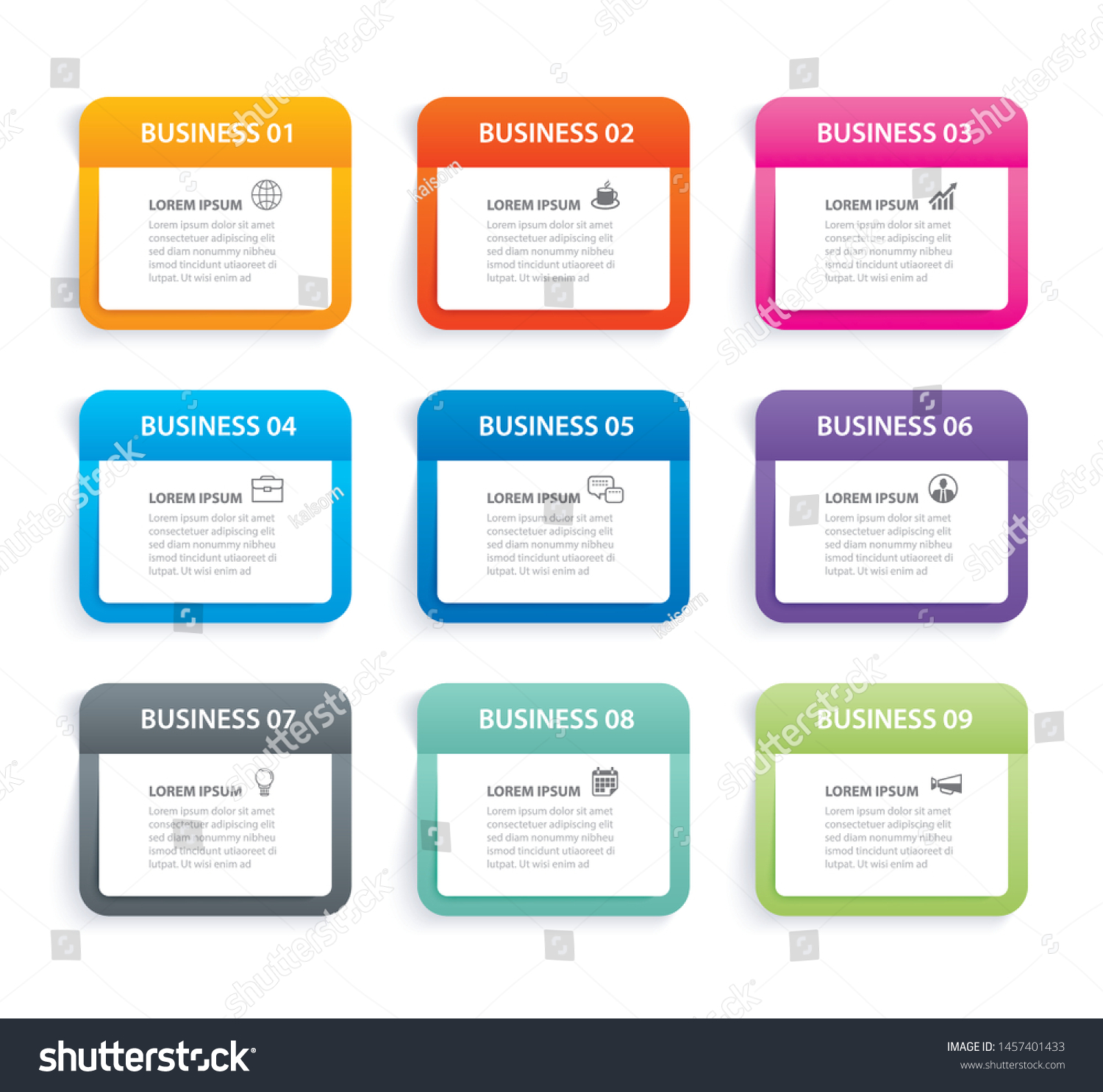 Infographics Rectangle Paper Index 9 Data Stock Vector (Royalty Free ...