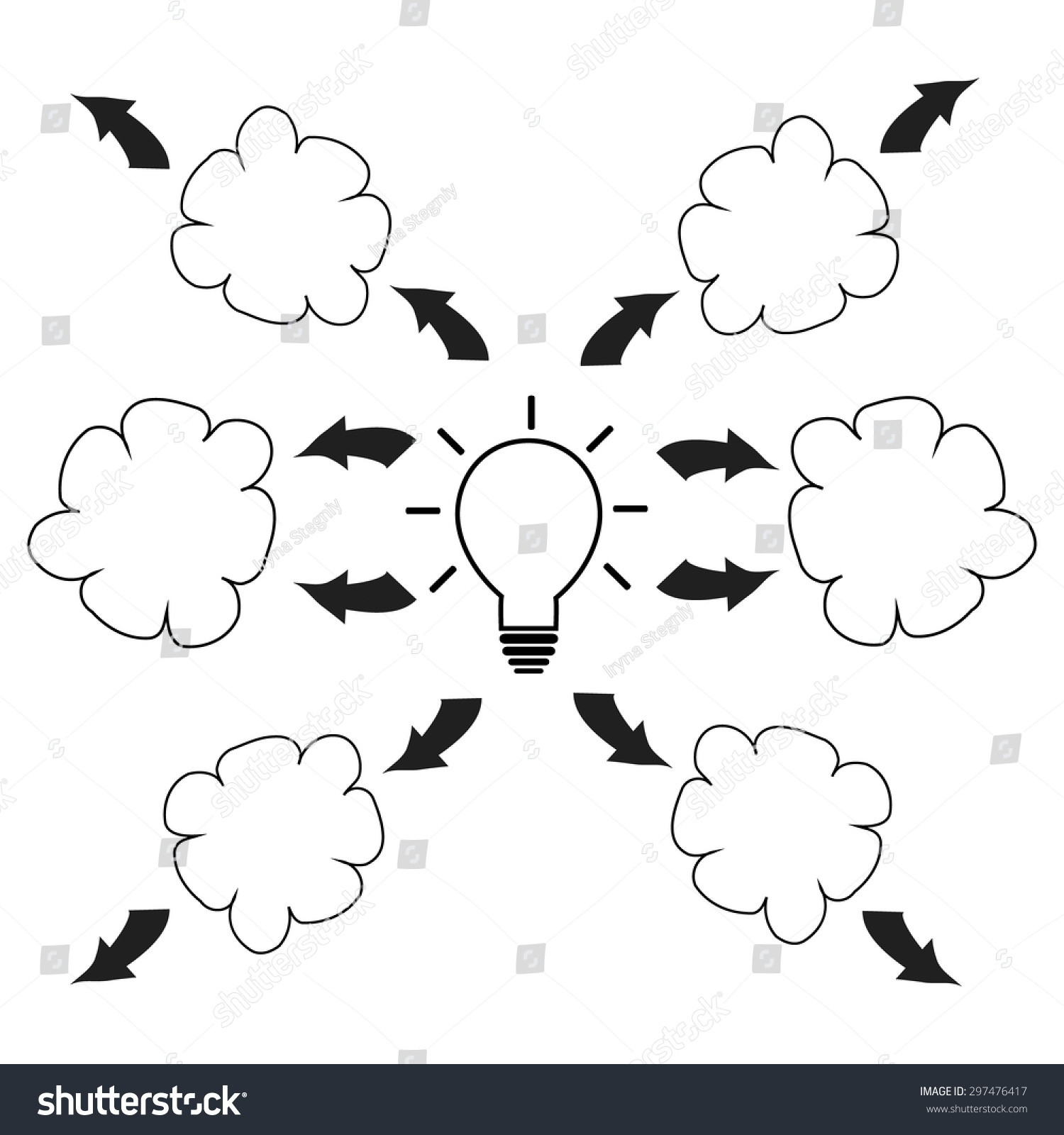Infographics Schematically Thinking Process Mind Mapping Stock Vector ...