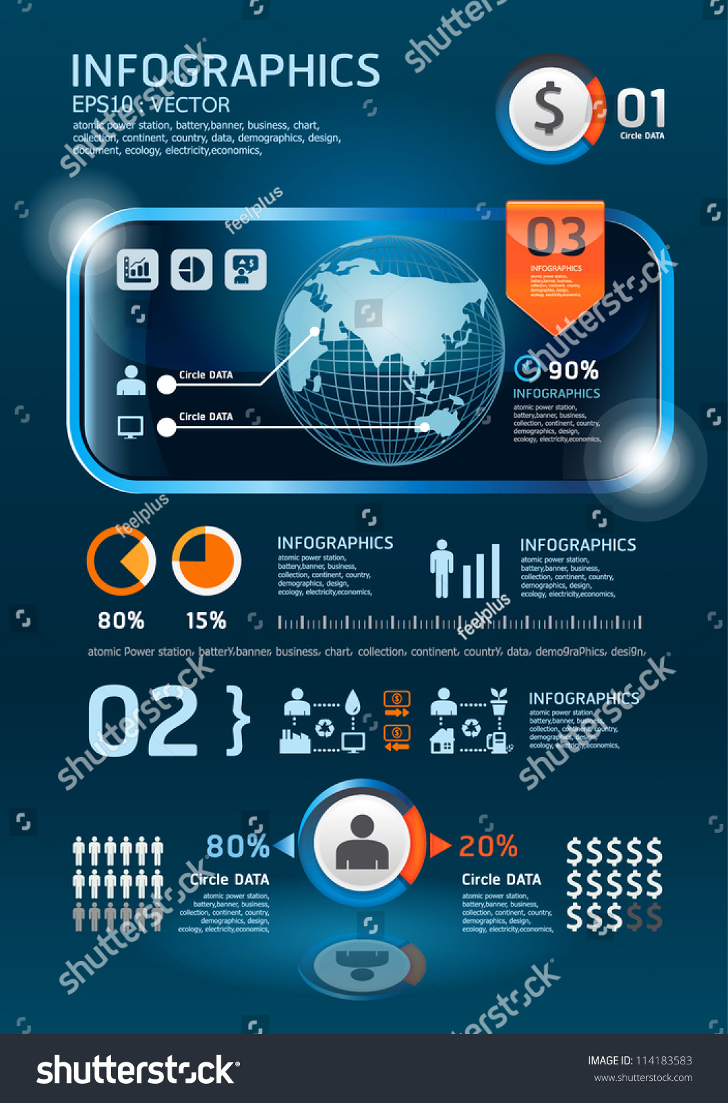 Infographics Set And Information Technology Graphics Vector - 114183583 ...
